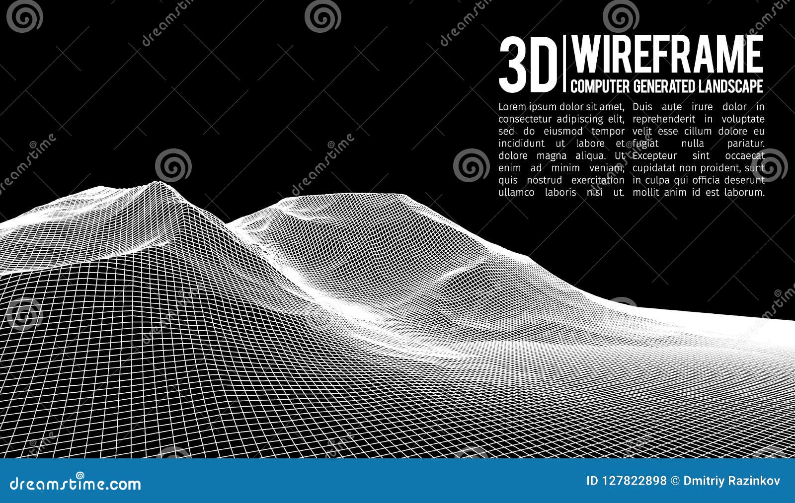 Abstract Vector Landscape Background. Cyberspace Landscape Grid. 3d ...