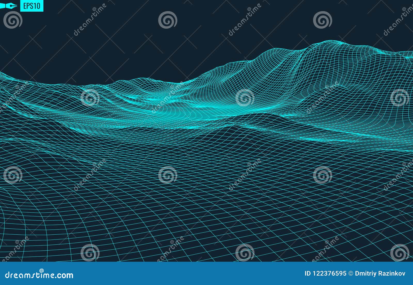 Abstract Vector Landscape Background. Cyberspace Grid. 3d Technology ...