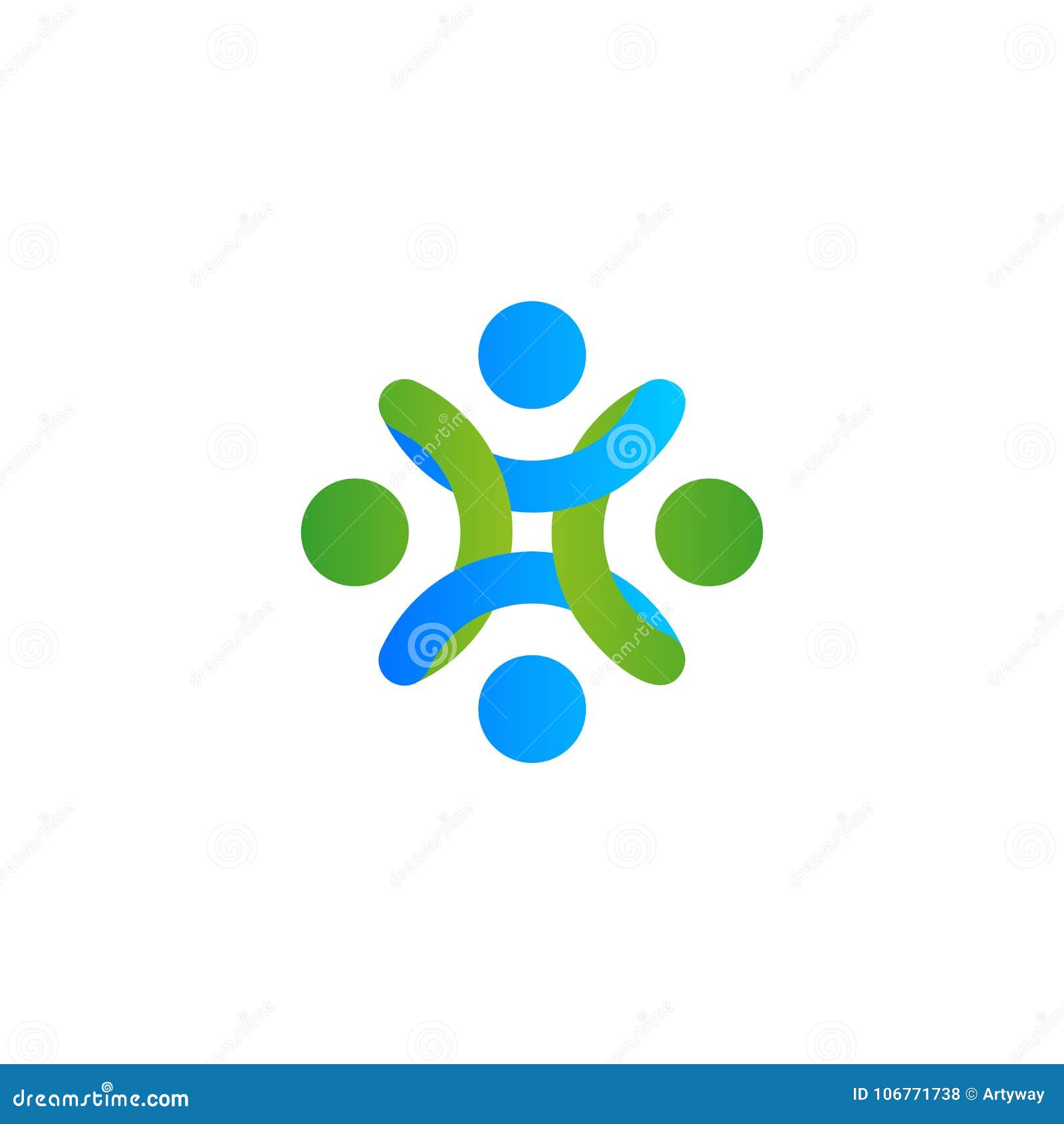 Abstract Vector Logo, Stylized People, Human Help And Cohesion ...