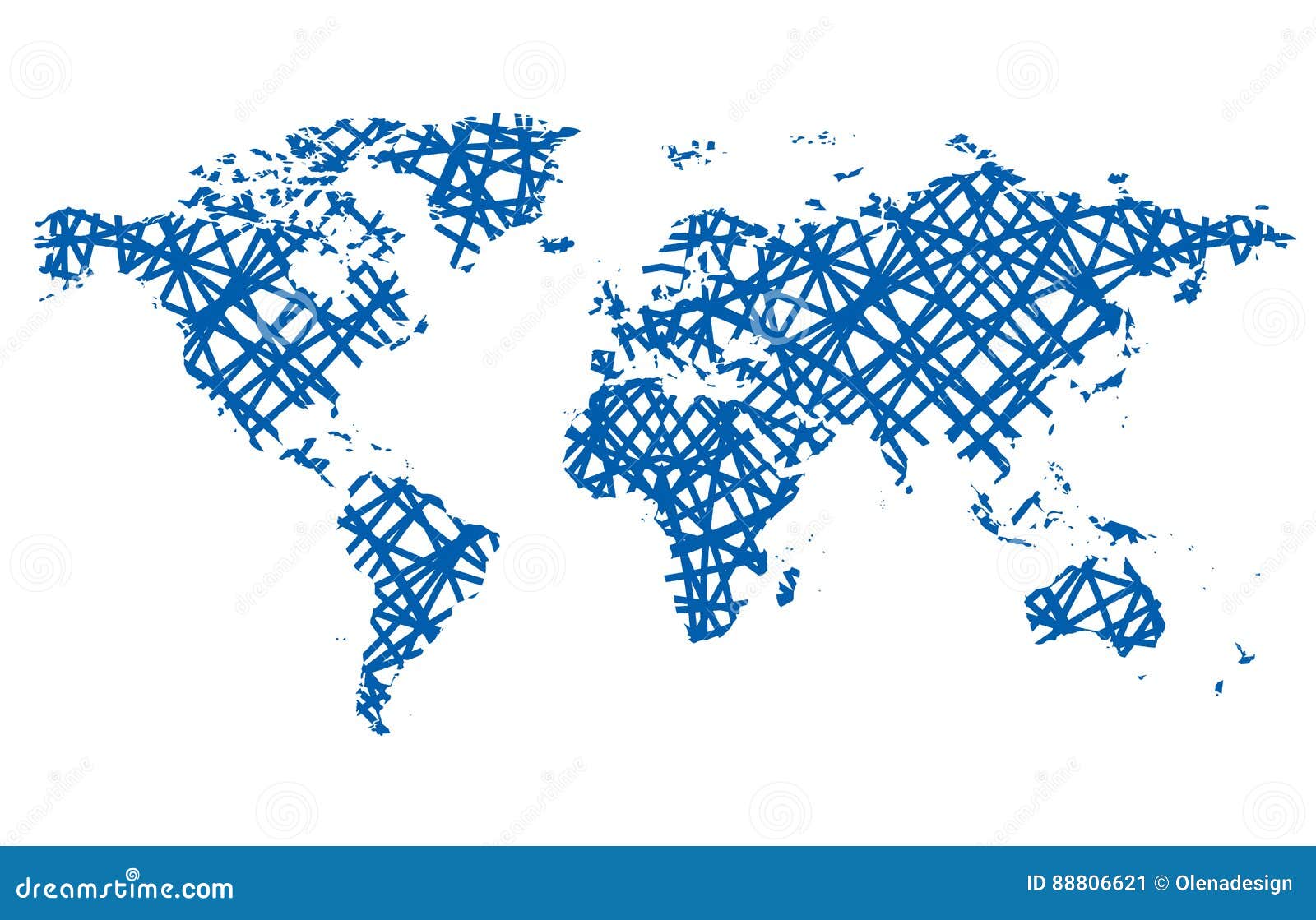 Abstract Vector Map of the World - Blue Lines Stock Vector ...