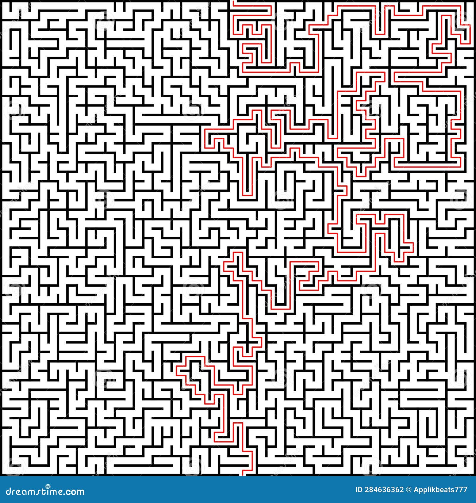Abstract Vector Maze of High Complexity with Solution Stock ...