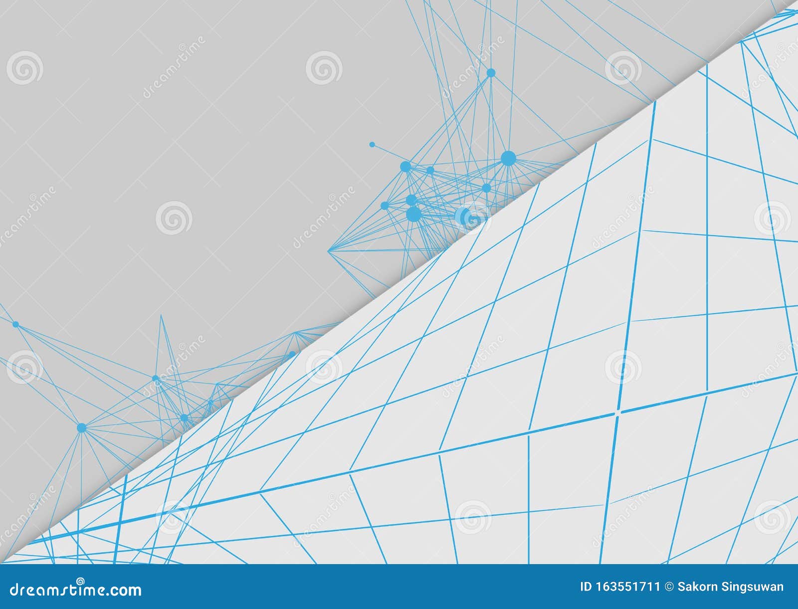 Abstract Vector Mesh and Geometric Background with Connected Line and ...