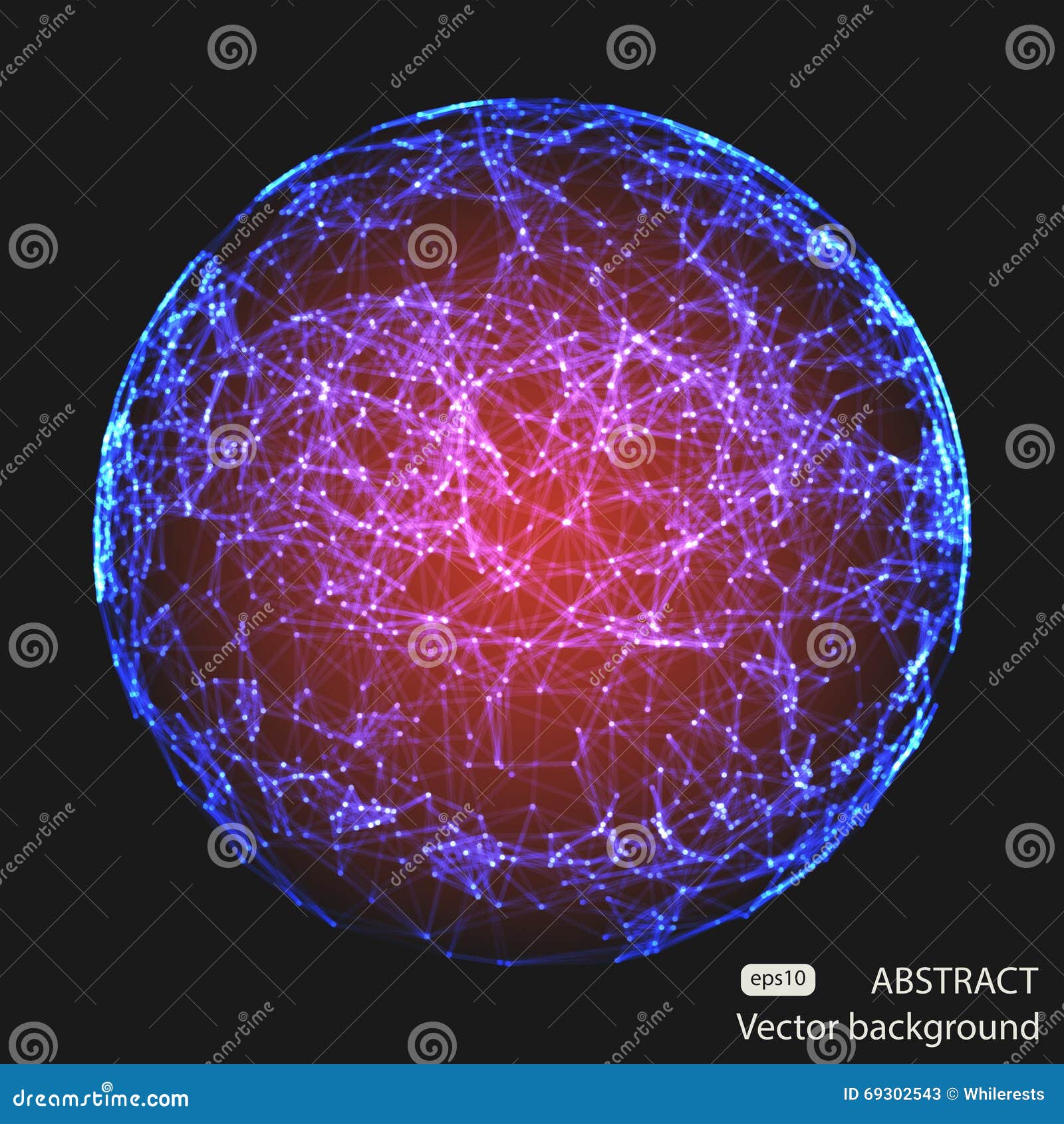Abstract Vector Mesh Spheres. Futuristic Atom Technology Style. Elegant ...