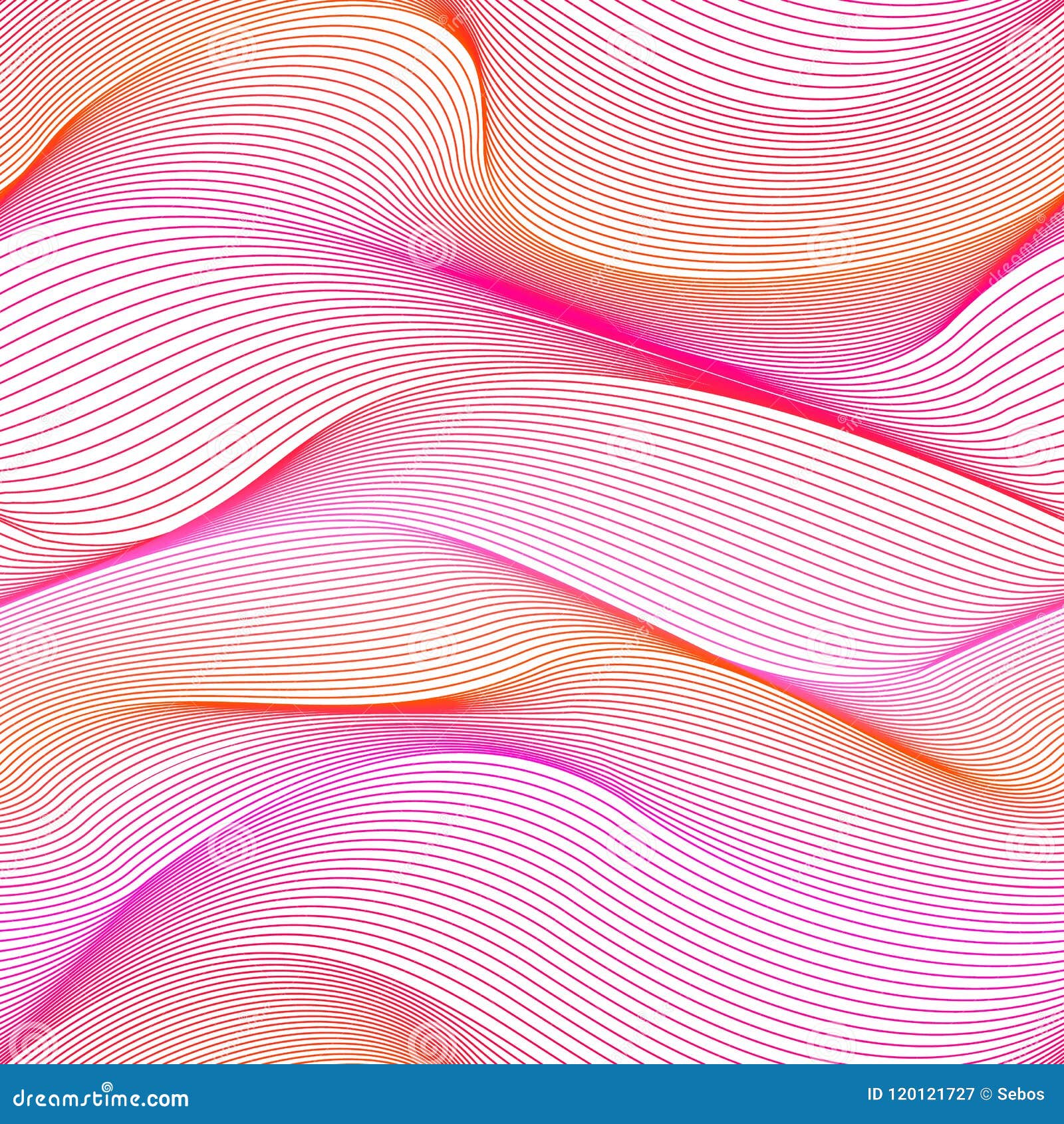 Vector Moire Seamless Pattern Of Monochrome Striped Waves. Optical Art ...