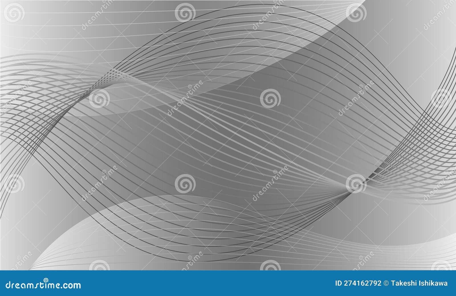Abstract Vector Monochrome Background Illustration with Gray Wavy Lines ...