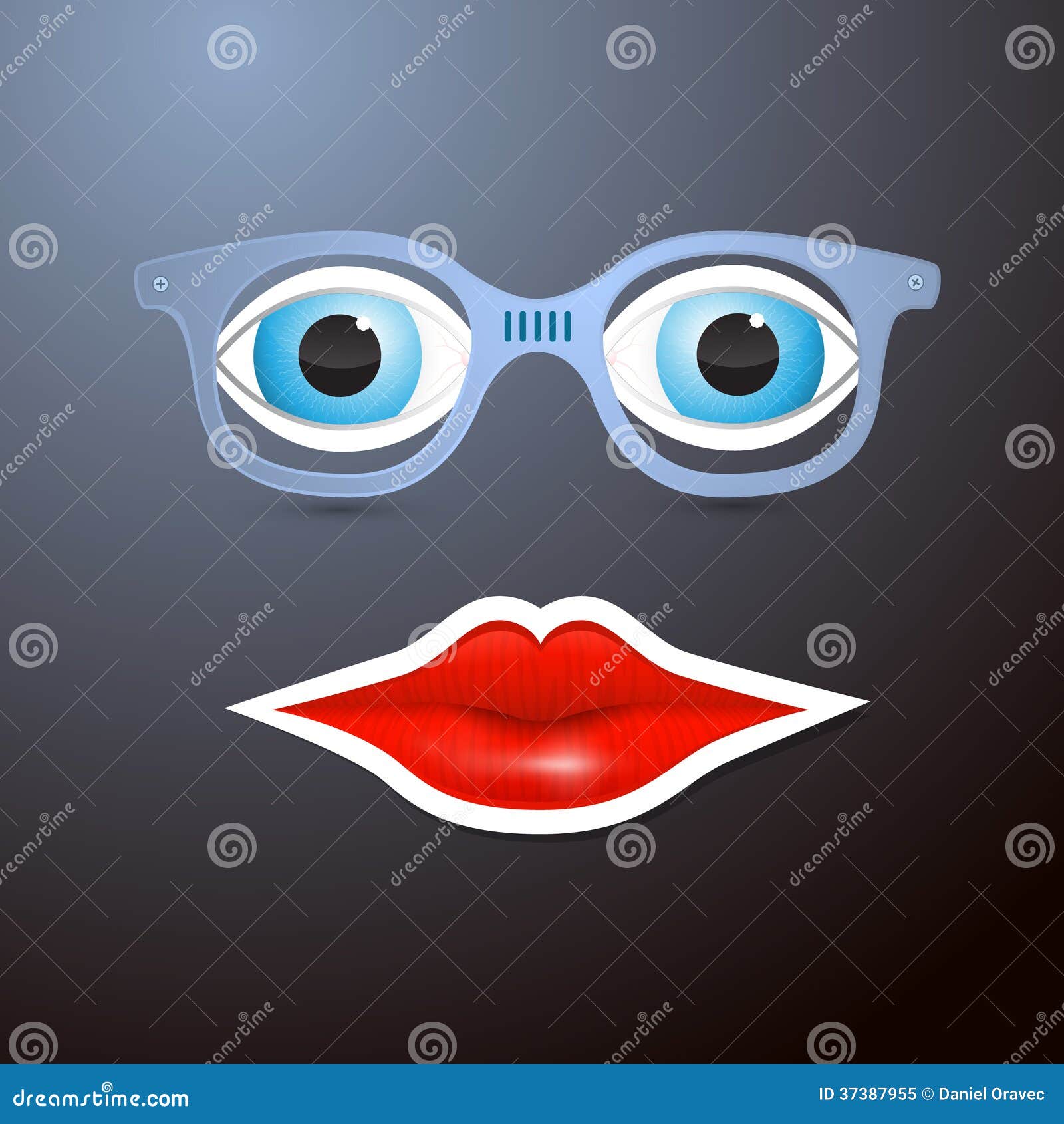 Abstract Vector Mouth, Glasses and Eyes Stock Vector - Illustration of ...