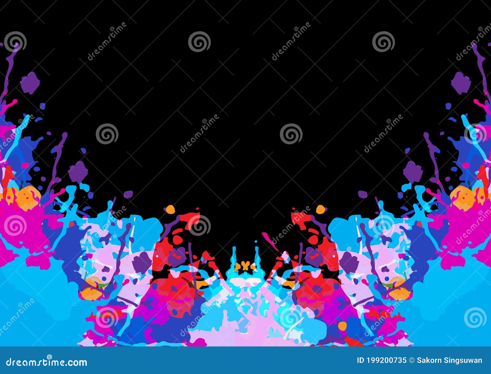 Abstract Vector Multi Color Splatter Design on Black Color Background ...