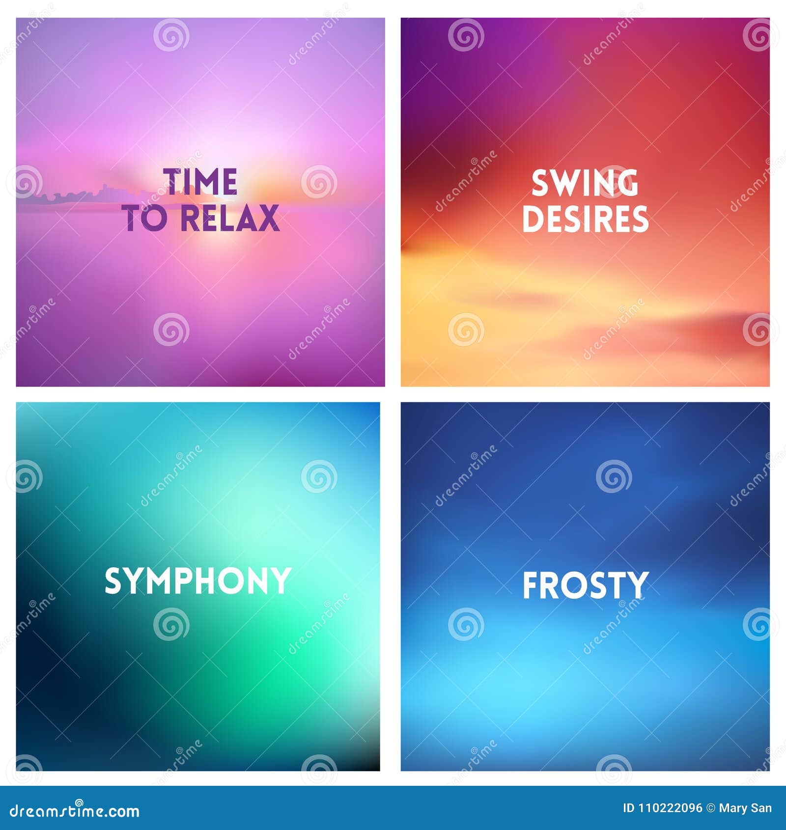 Abstract Vector Multicolored Blurred Background Set 4 Colors Set ...