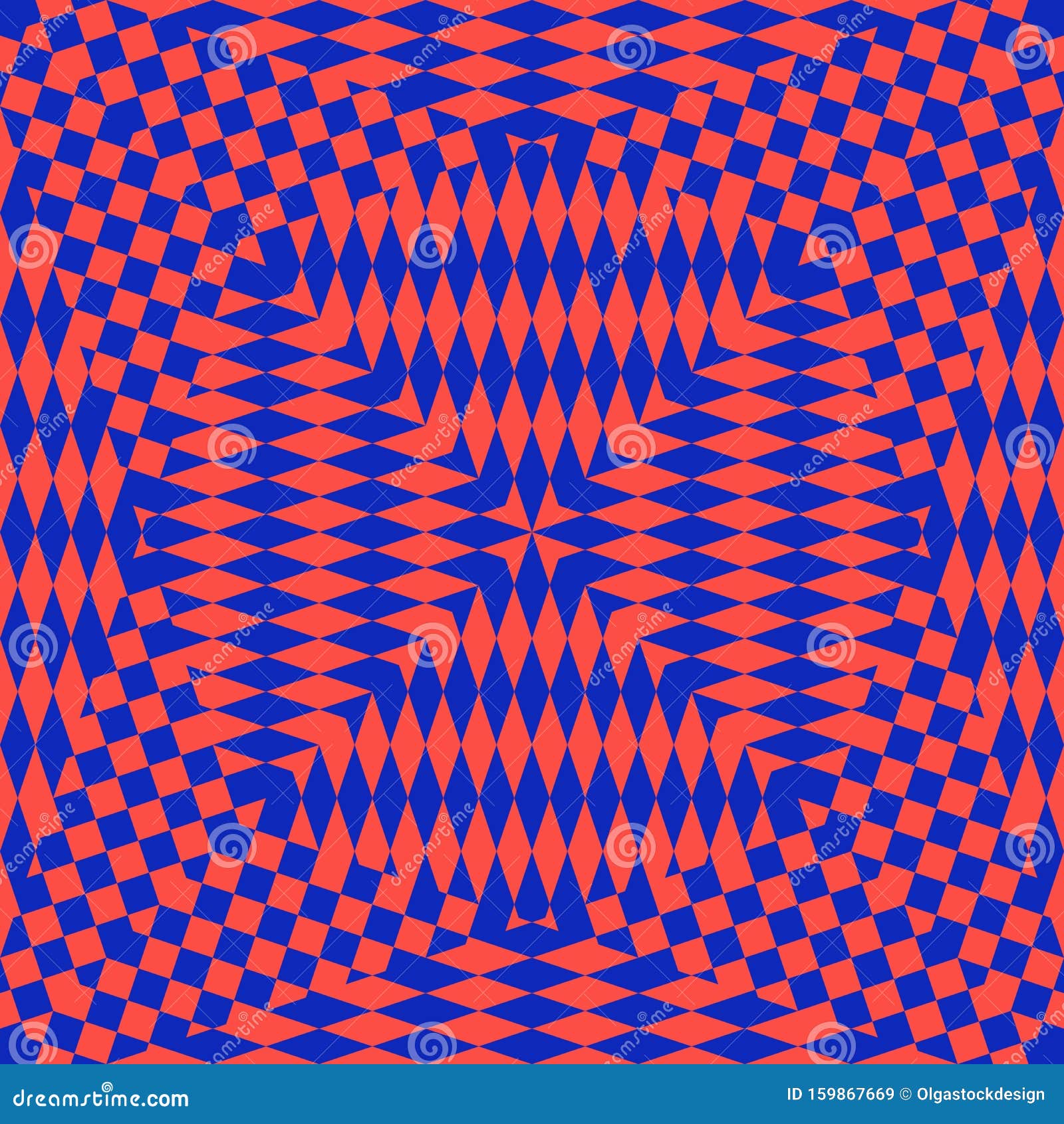 Abstract Vector Neon Red and Blue Geometric Checkered Pattern. Seamless ...