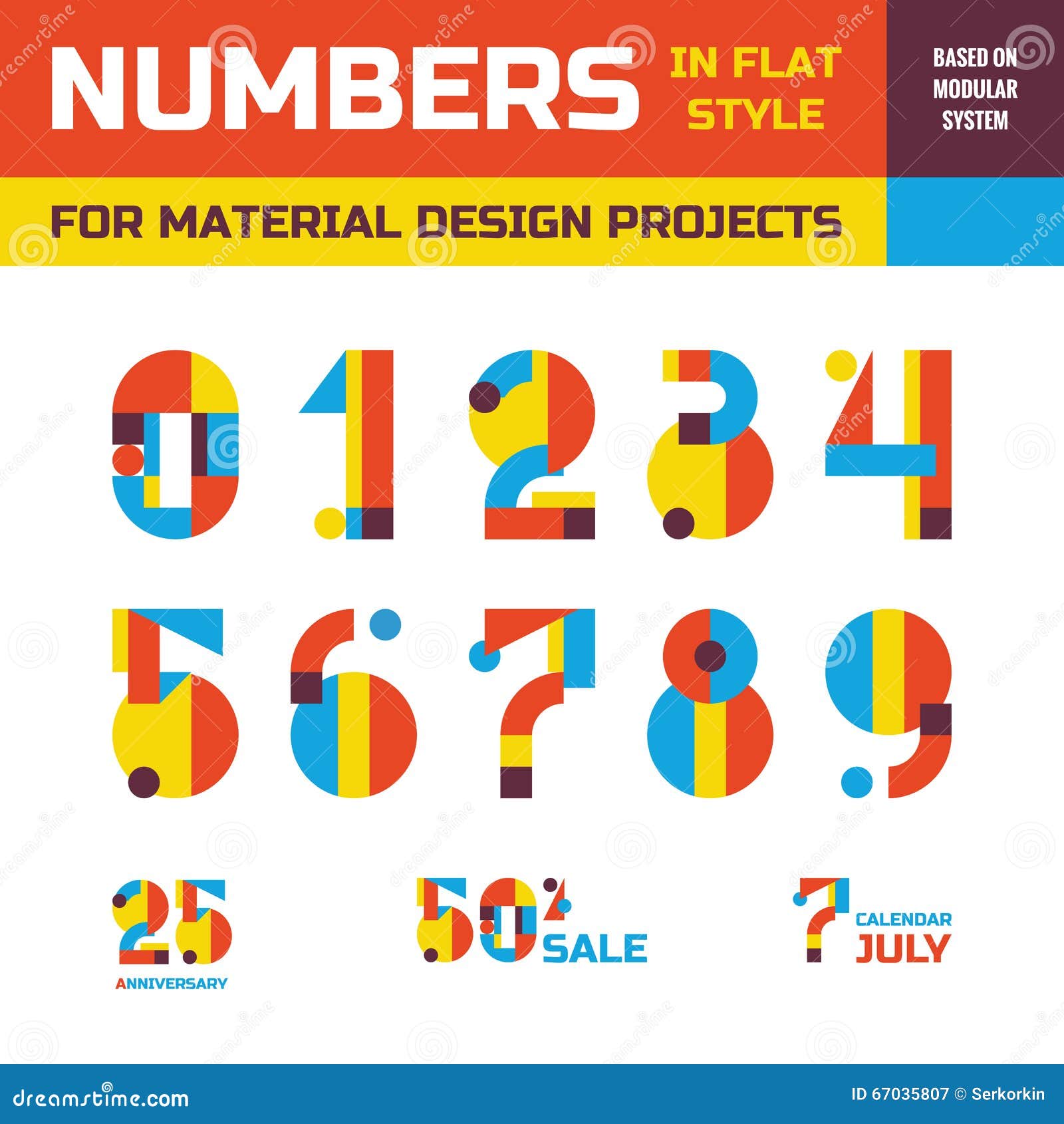 Abstract Vector Numbers in Flat Style Design for Material Design ...