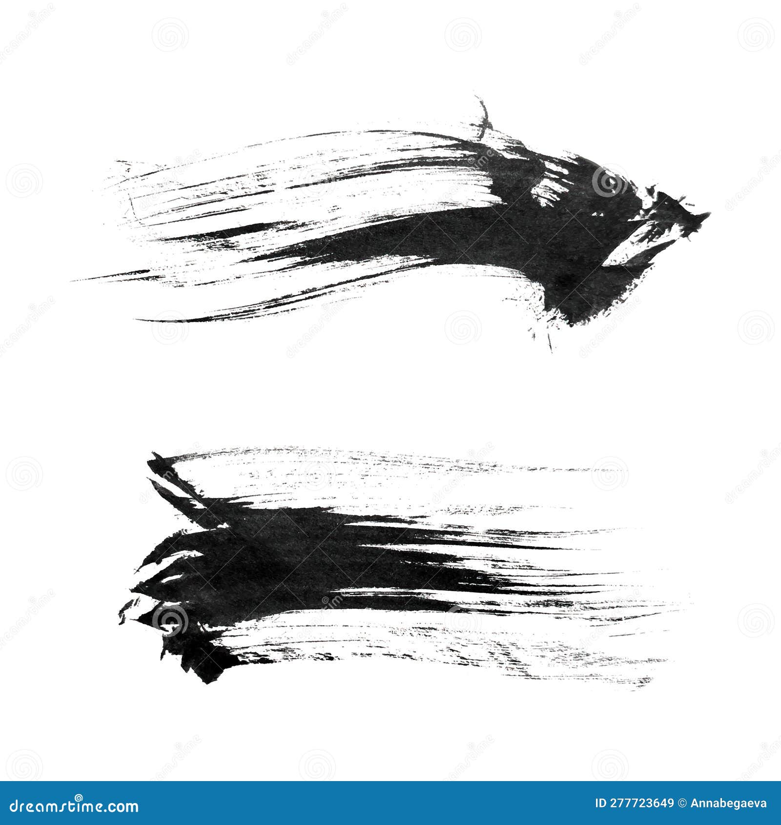 Abstract Vector Paint Smears Set. Hand Drawn Design Element. Black Ink ...