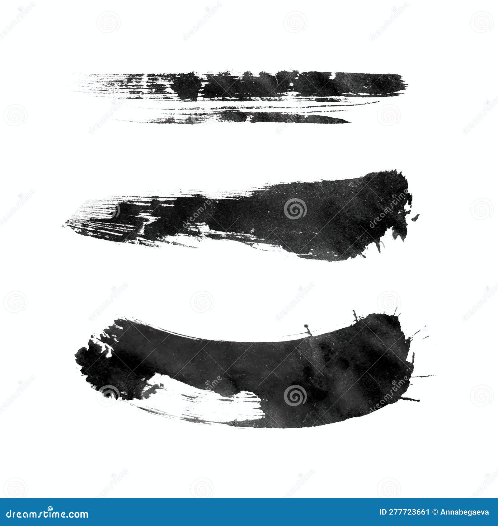 Abstract Vector Paint Smears Set. Hand Drawn Design Element. Black Ink ...