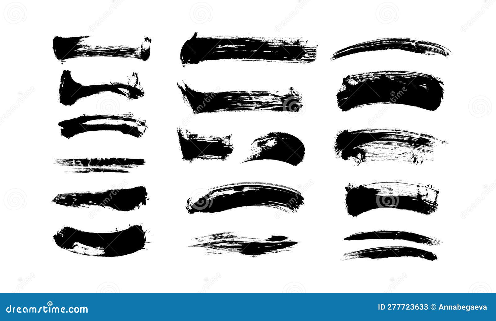 Abstract Vector Paint Smears Set. Hand Drawn Design Element. Black Ink ...