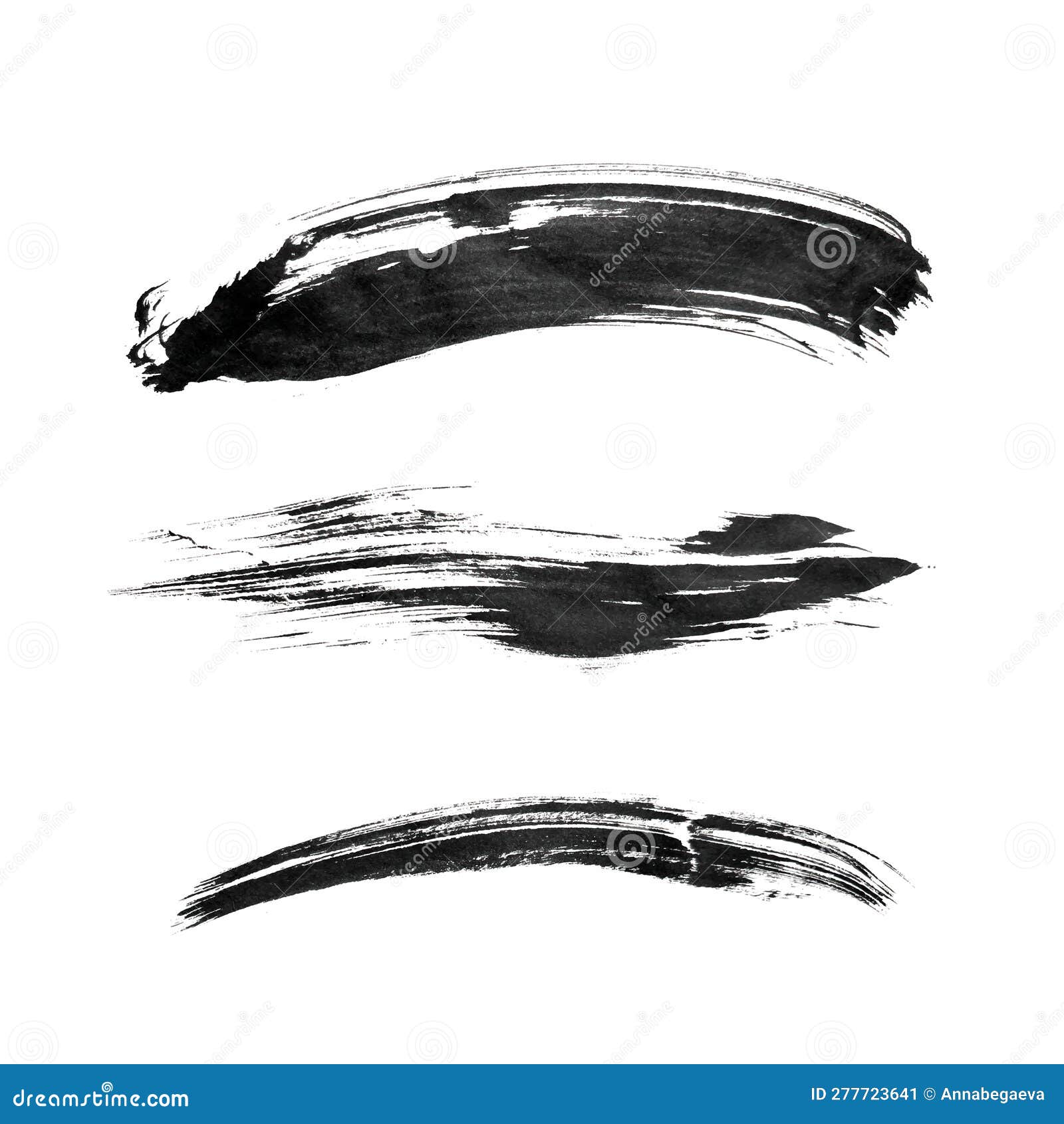 Abstract Vector Paint Smears Set. Hand Drawn Design Element. Black Ink ...