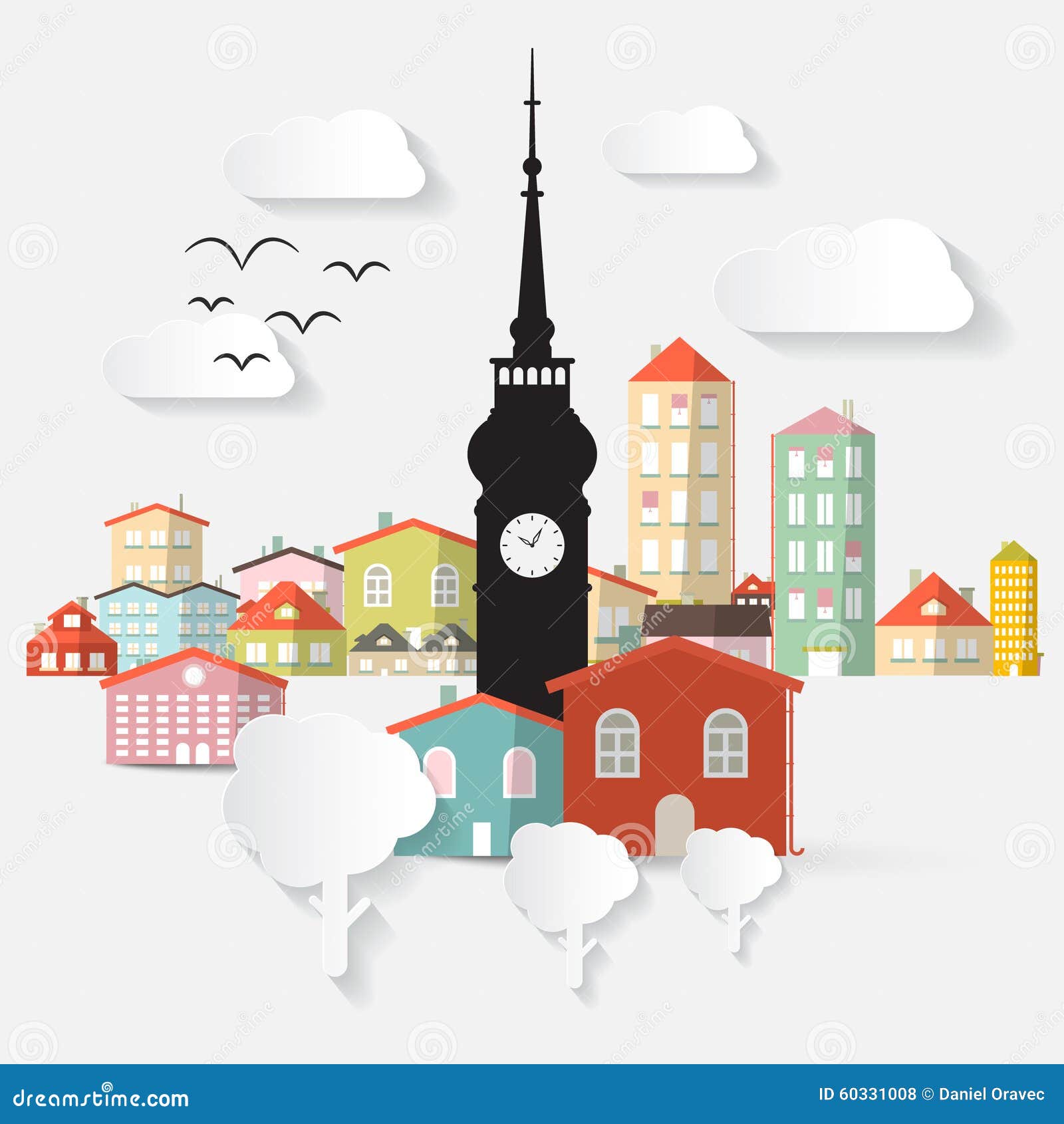 Abstract Vector Paper Cut Flat Design Town Stock Illustration ...
