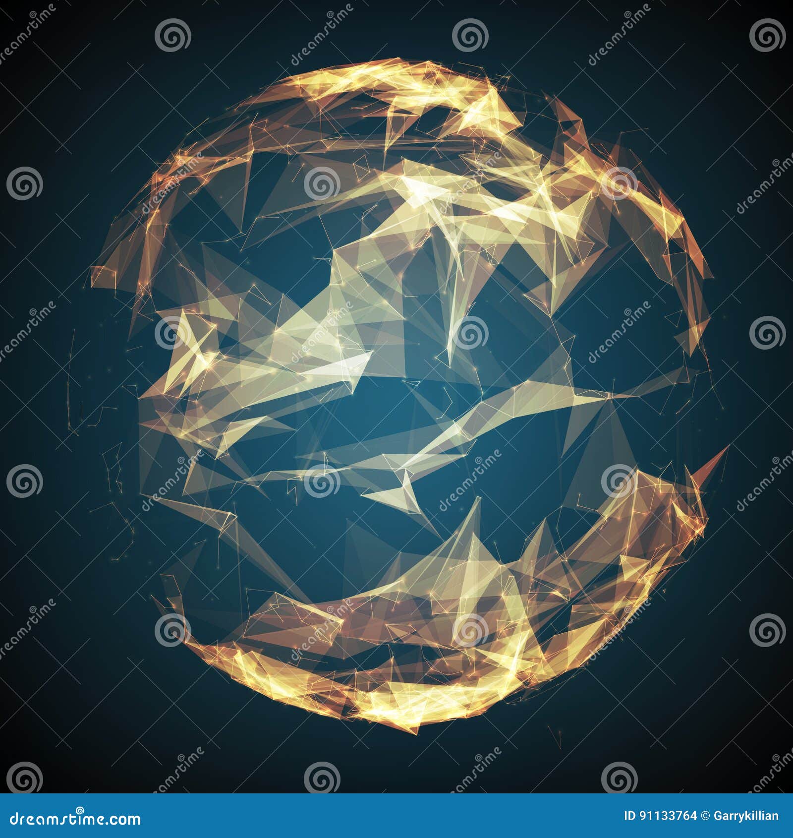 Abstract Vector Polygonal Cyber Sphere. Triangle Spherical Mesh ...