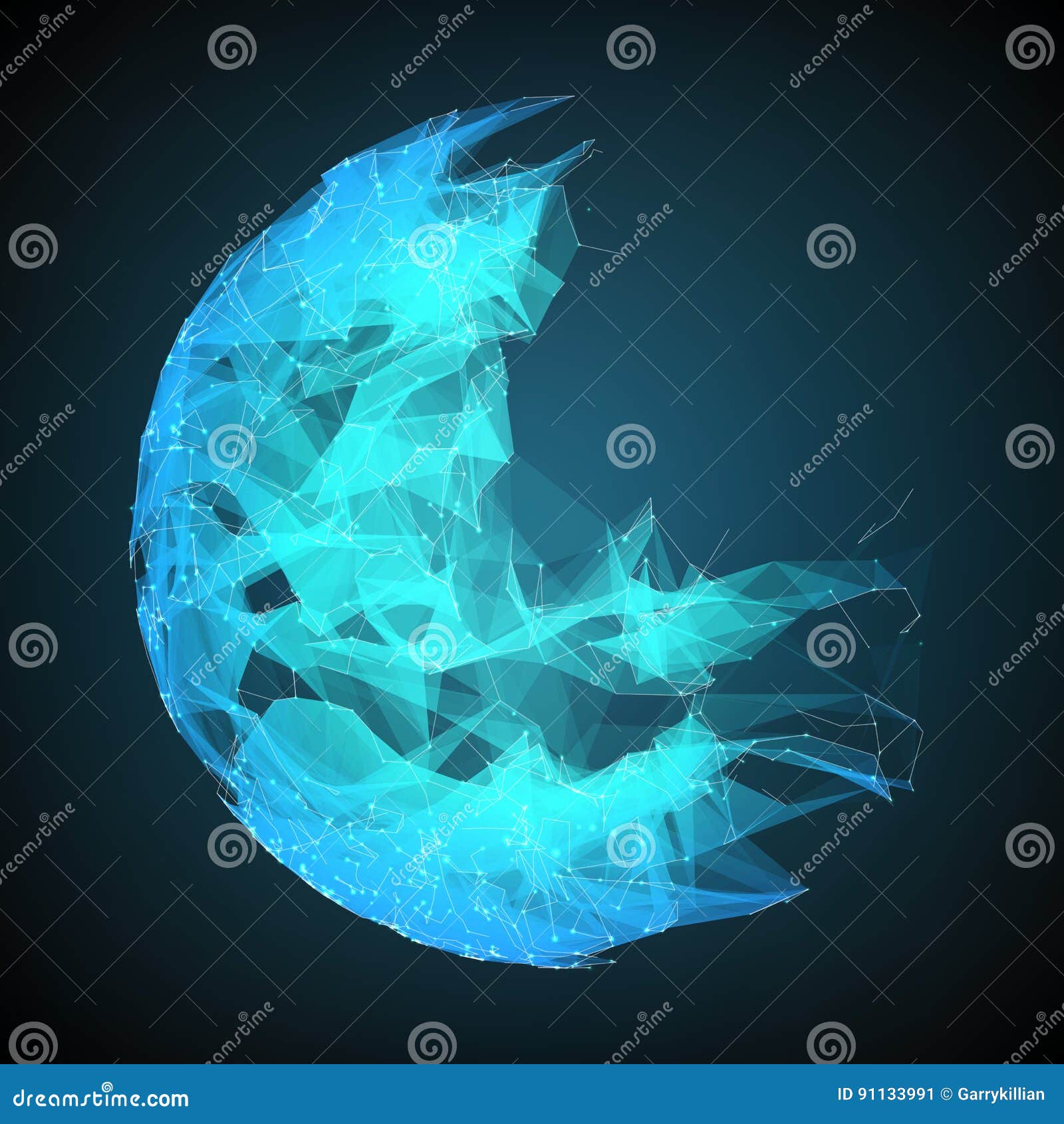 Abstract Vector Polygonal Cyber Sphere. Triangle Spherical Mesh ...