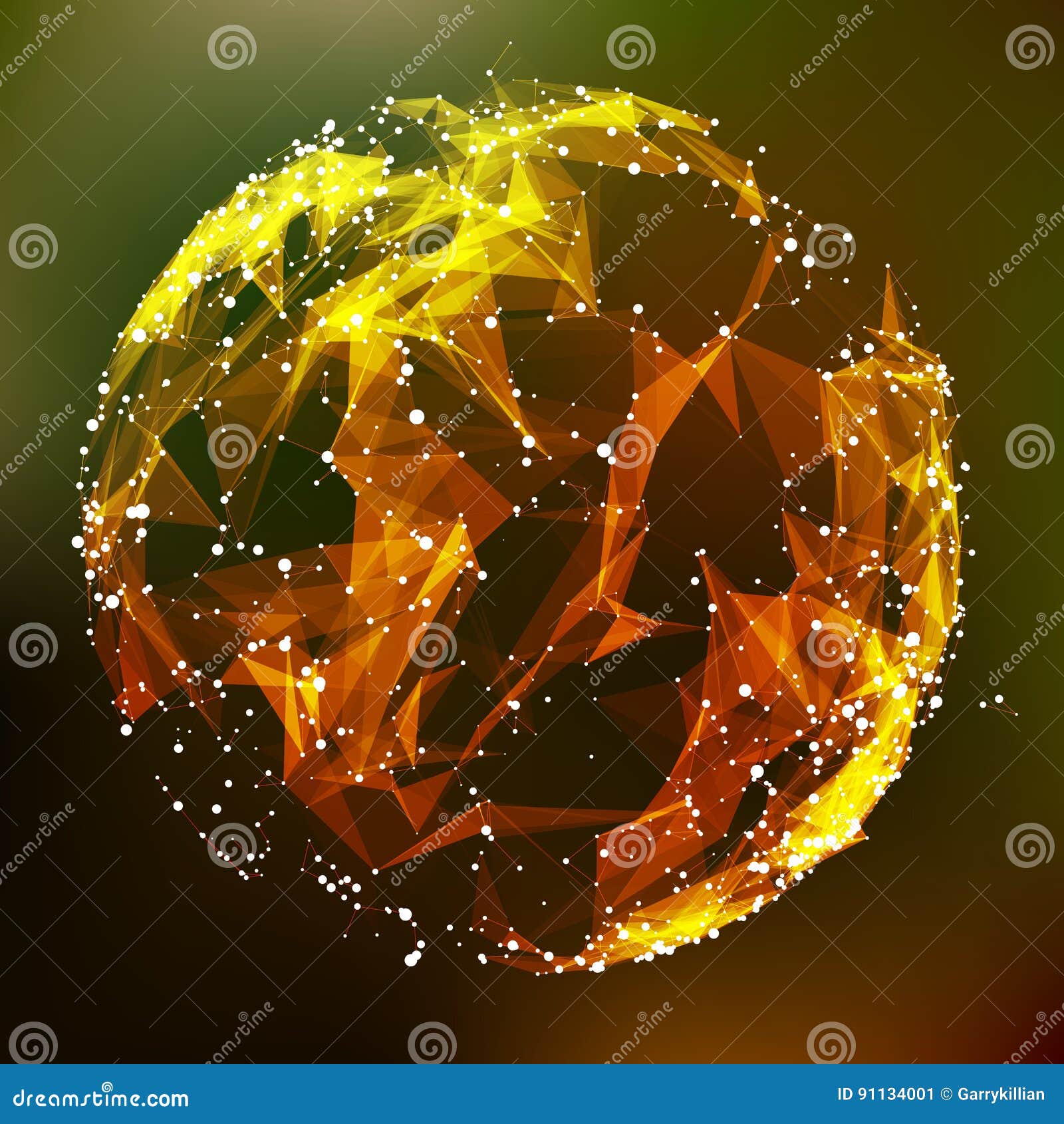 Abstract Vector Polygonal Cyber Sphere. Triangle Spherical Mesh ...