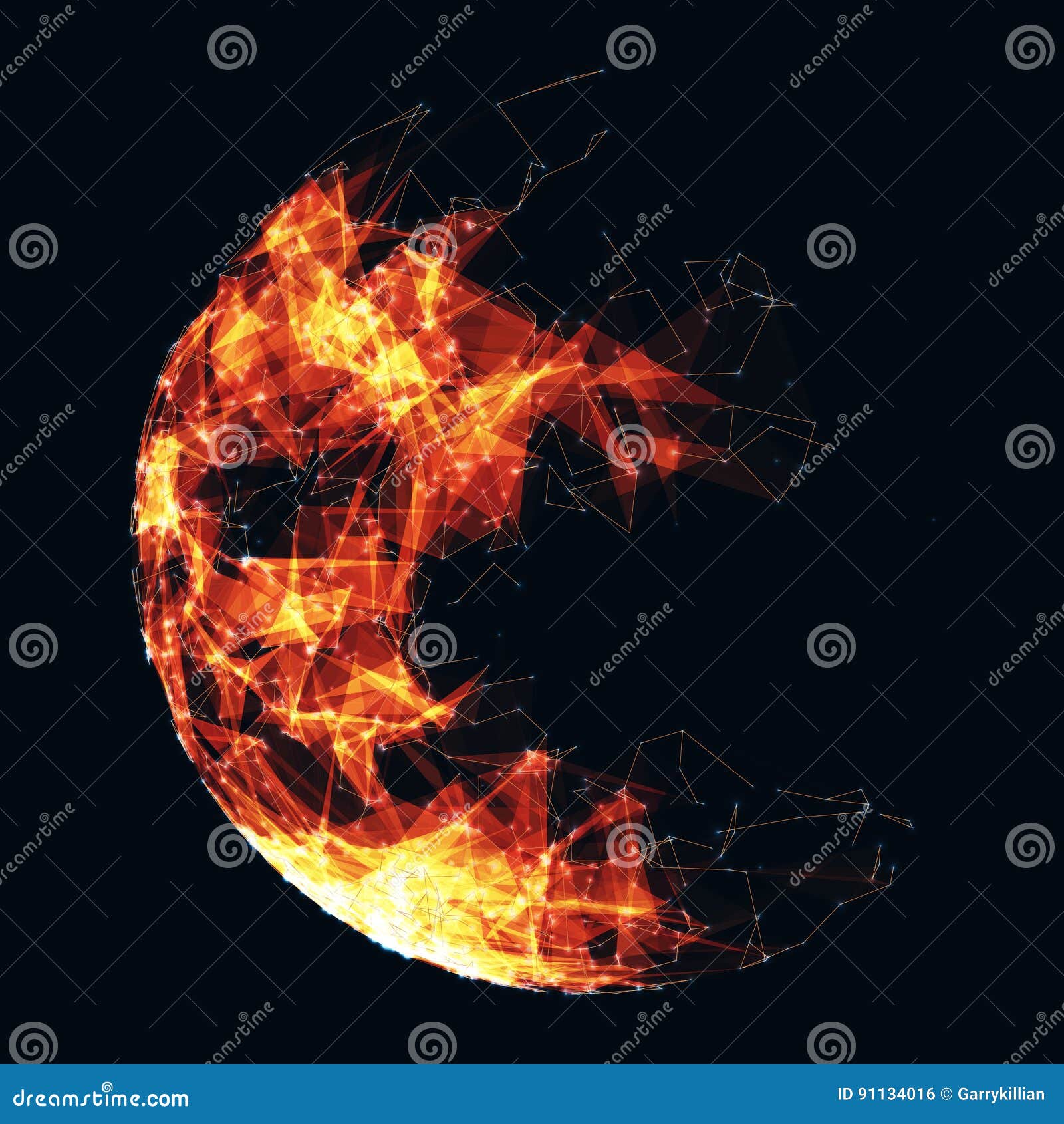 Abstract Vector Polygonal Cyber Sphere. Triangle Spherical Mesh ...