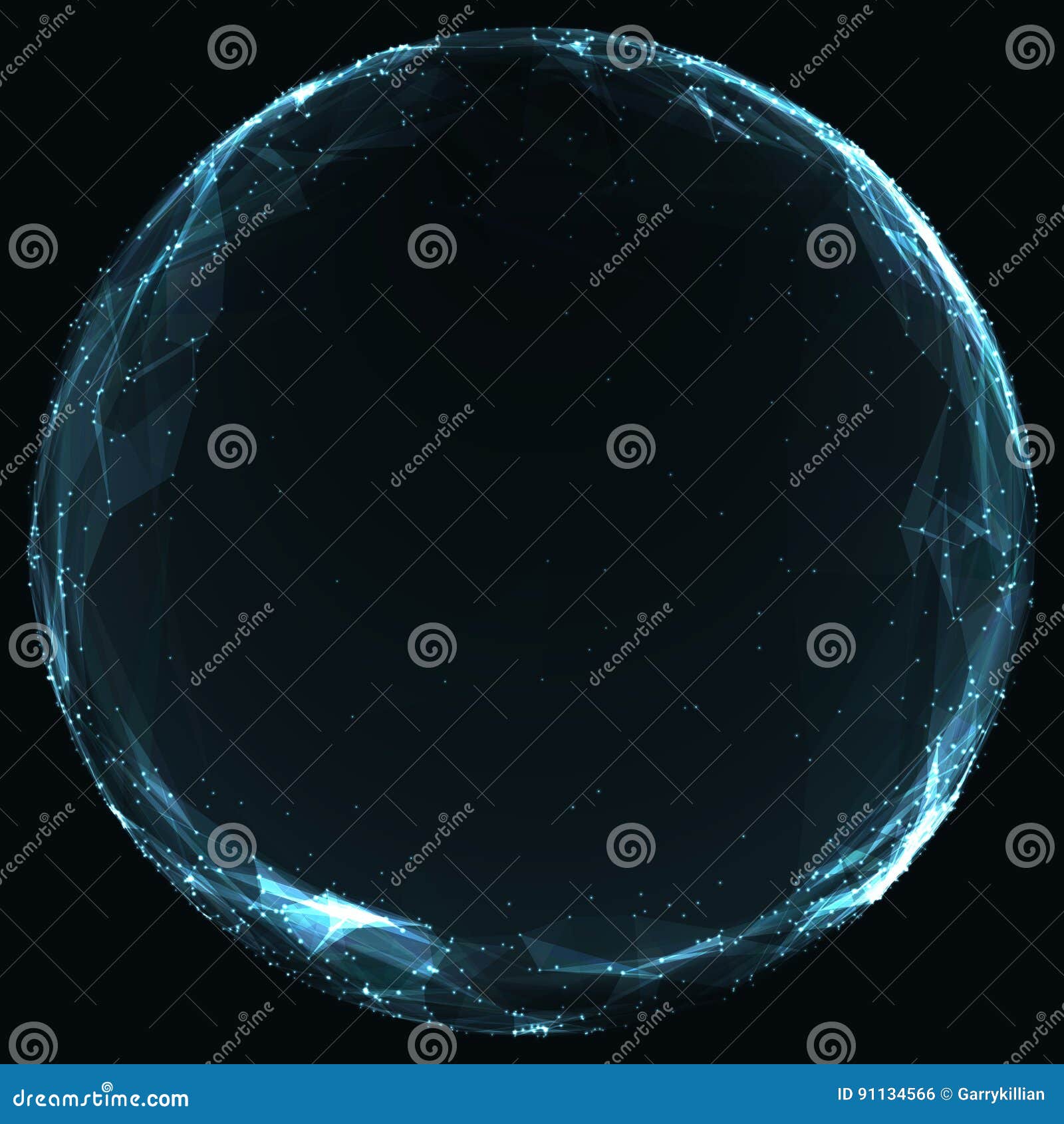 Abstract Vector Polygonal Cyber Sphere. Triangle Spherical Mesh ...