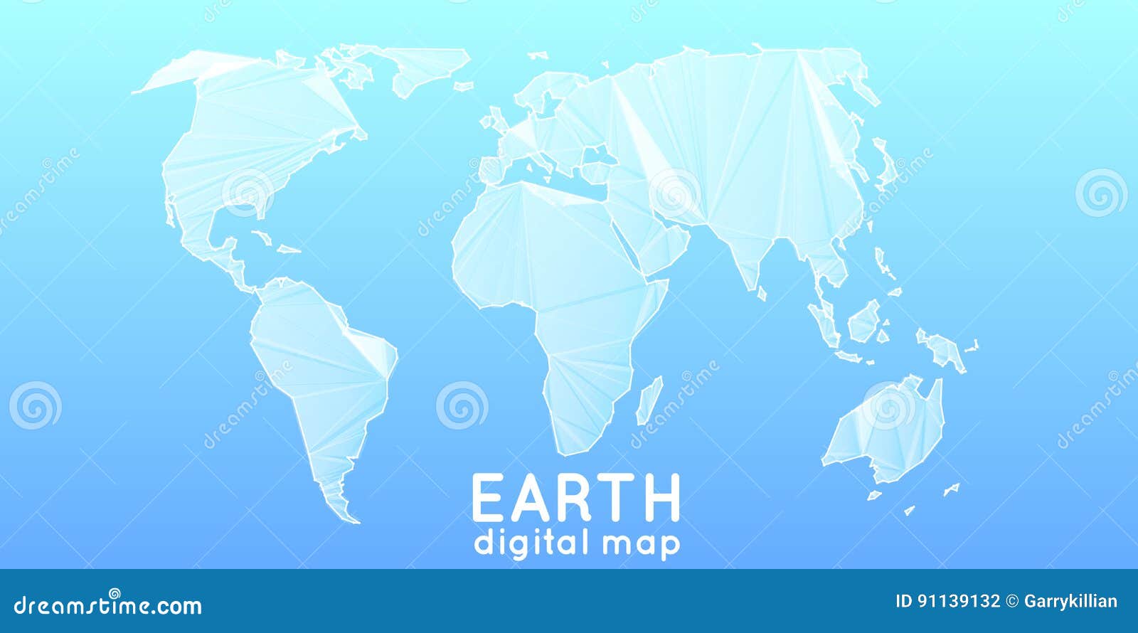 Abstract Vector Polygonal Mesh World Map. Triangulated Continents ...