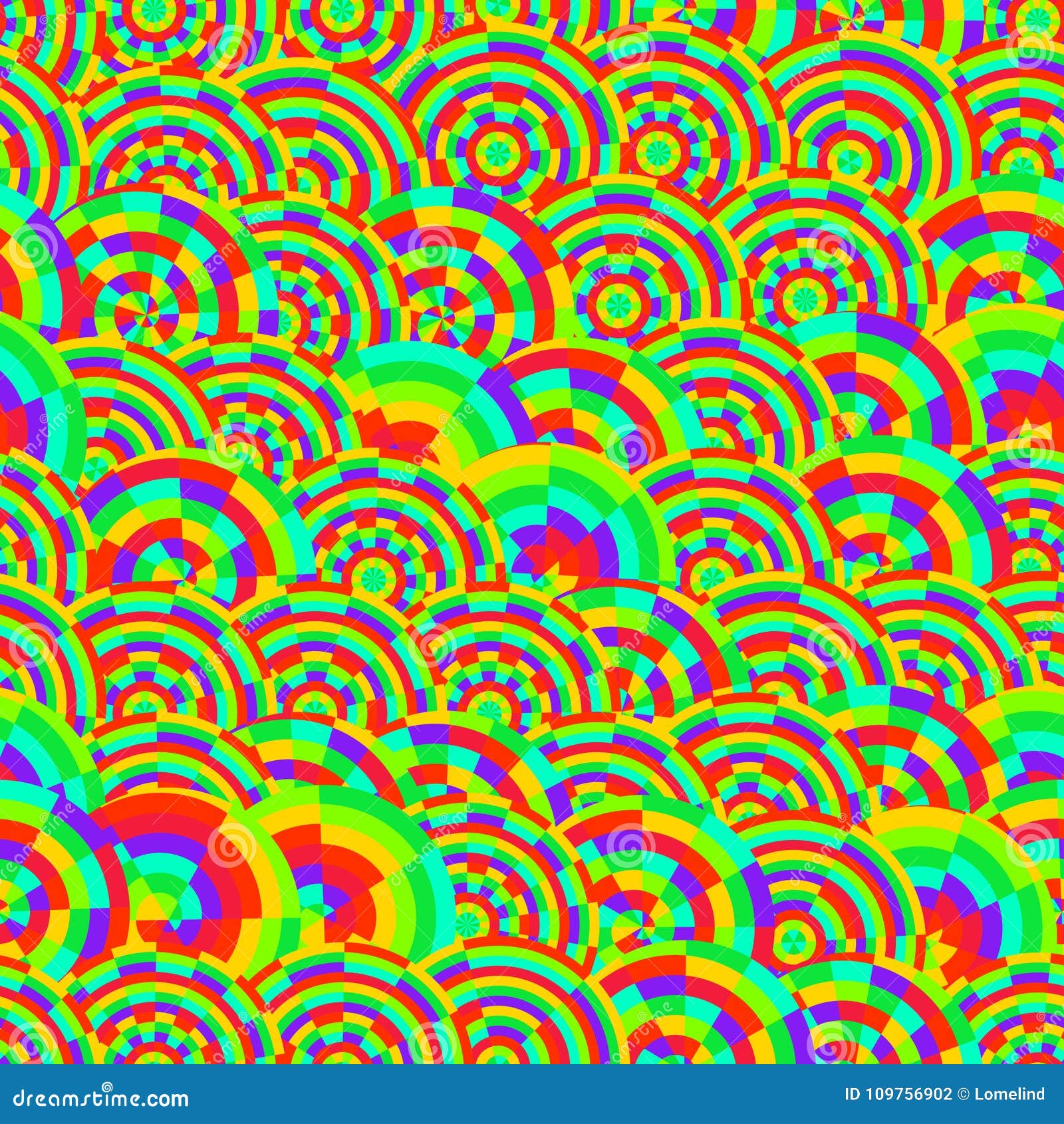 Vector Rainbow Colored Circles Seamless Pattern Stock Illustration ...