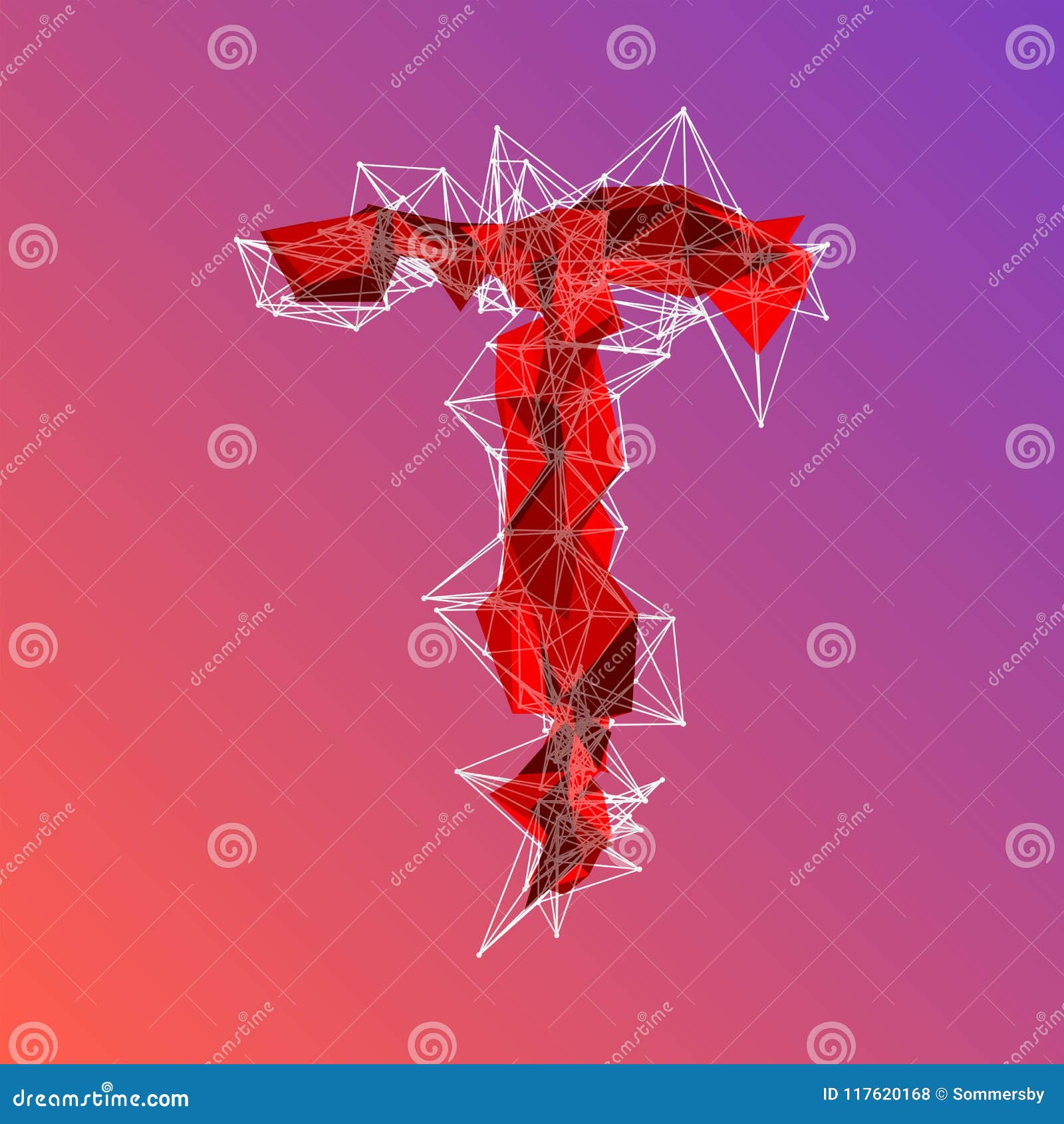 Abstract Vector Red Modern Triangular Emblem of T on a Colorful Stock ...