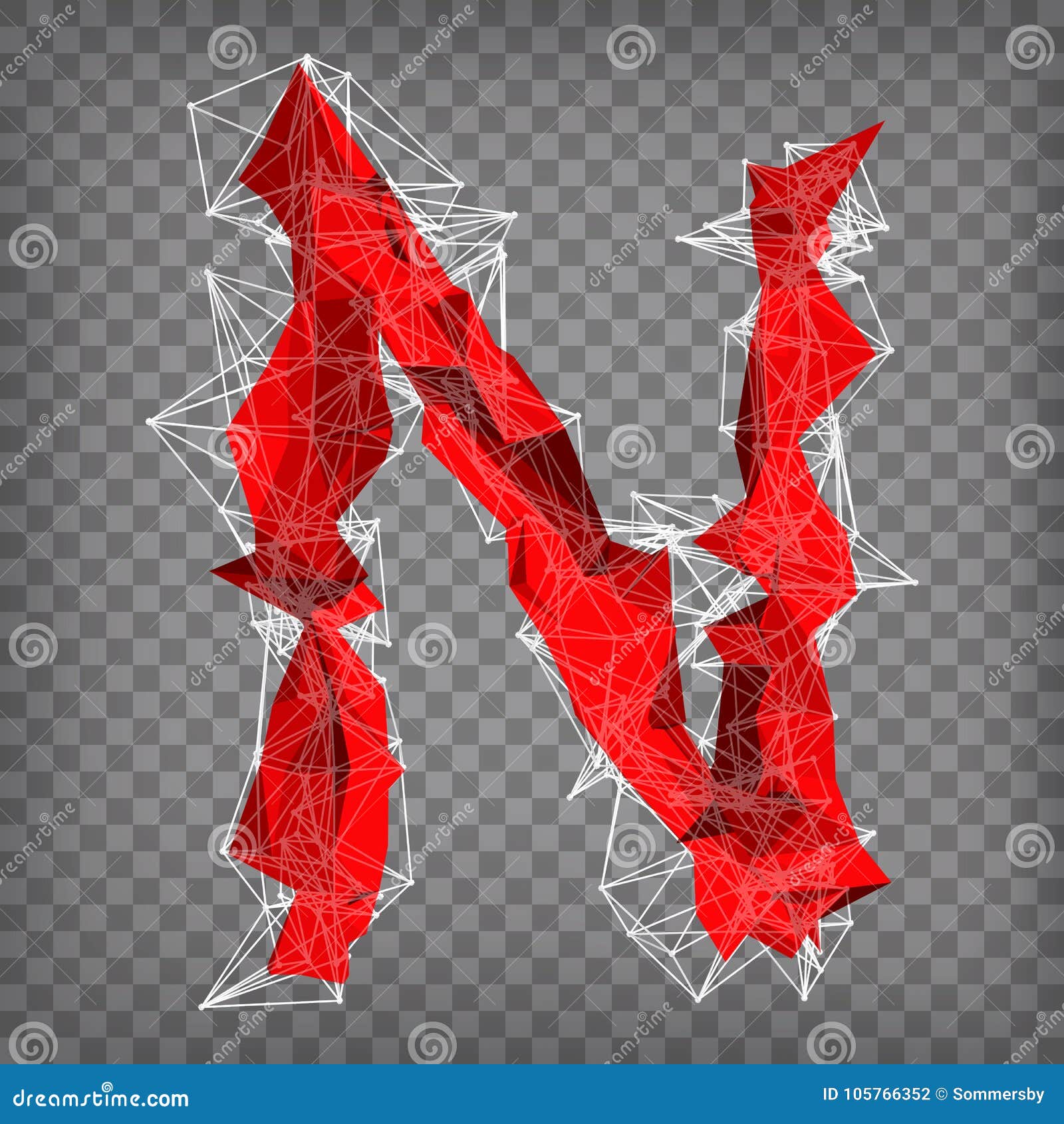 Abstract Vector Red Modern Triangular Emblem of Type N on a Cheq Stock ...