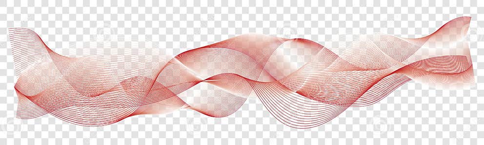 Abstract Vector Red Wave Lines on Transparent Background Stock Vector ...