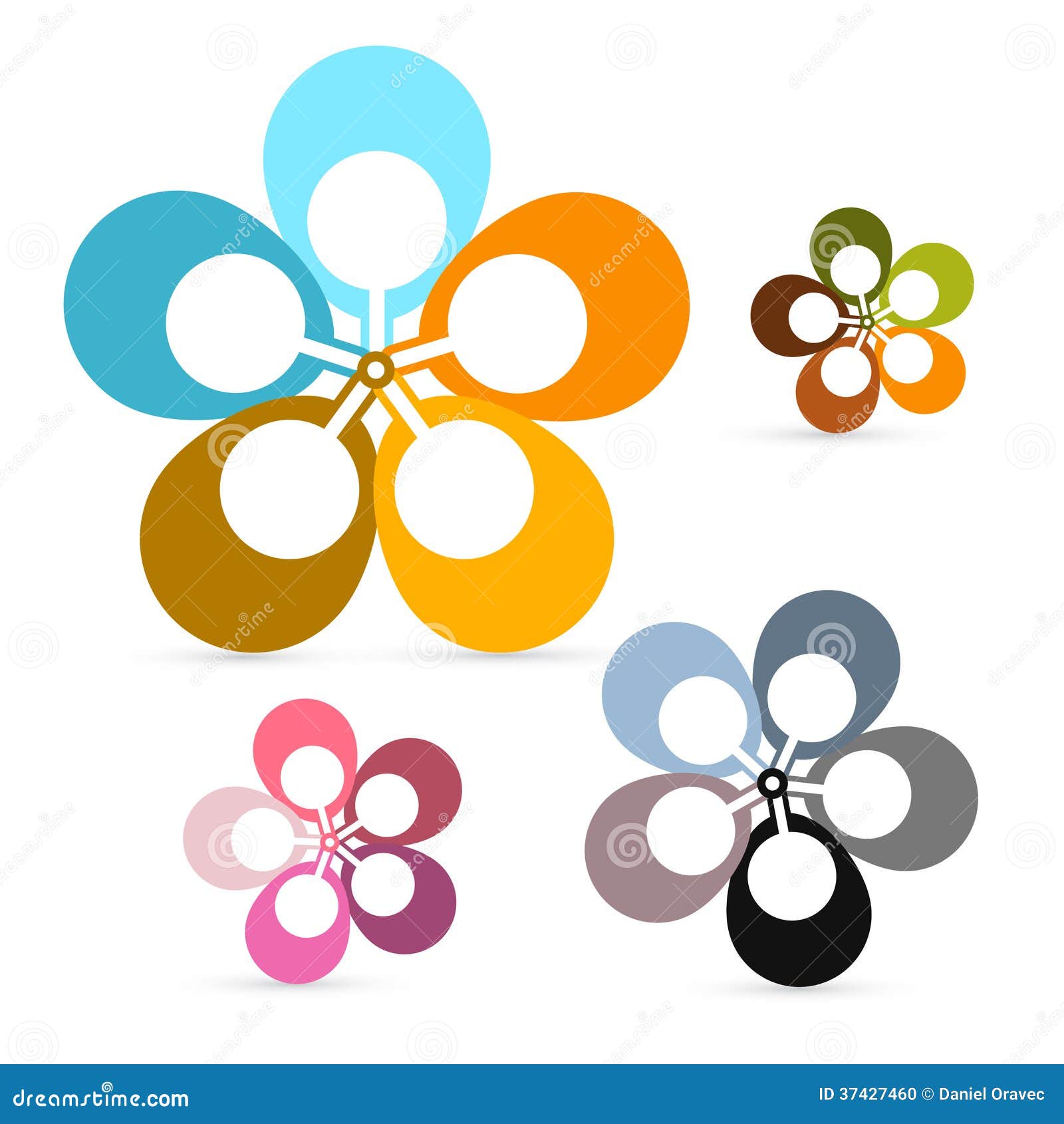 Abstract Vector Retro Flowers Set Stock Vector - Illustration of icon ...
