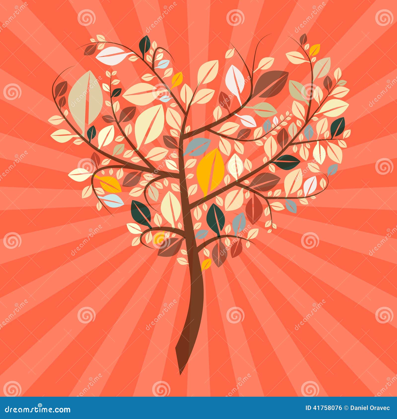 Abstract Vector Retro Heart Shaped Tree Stock Vector - Illustration of ...