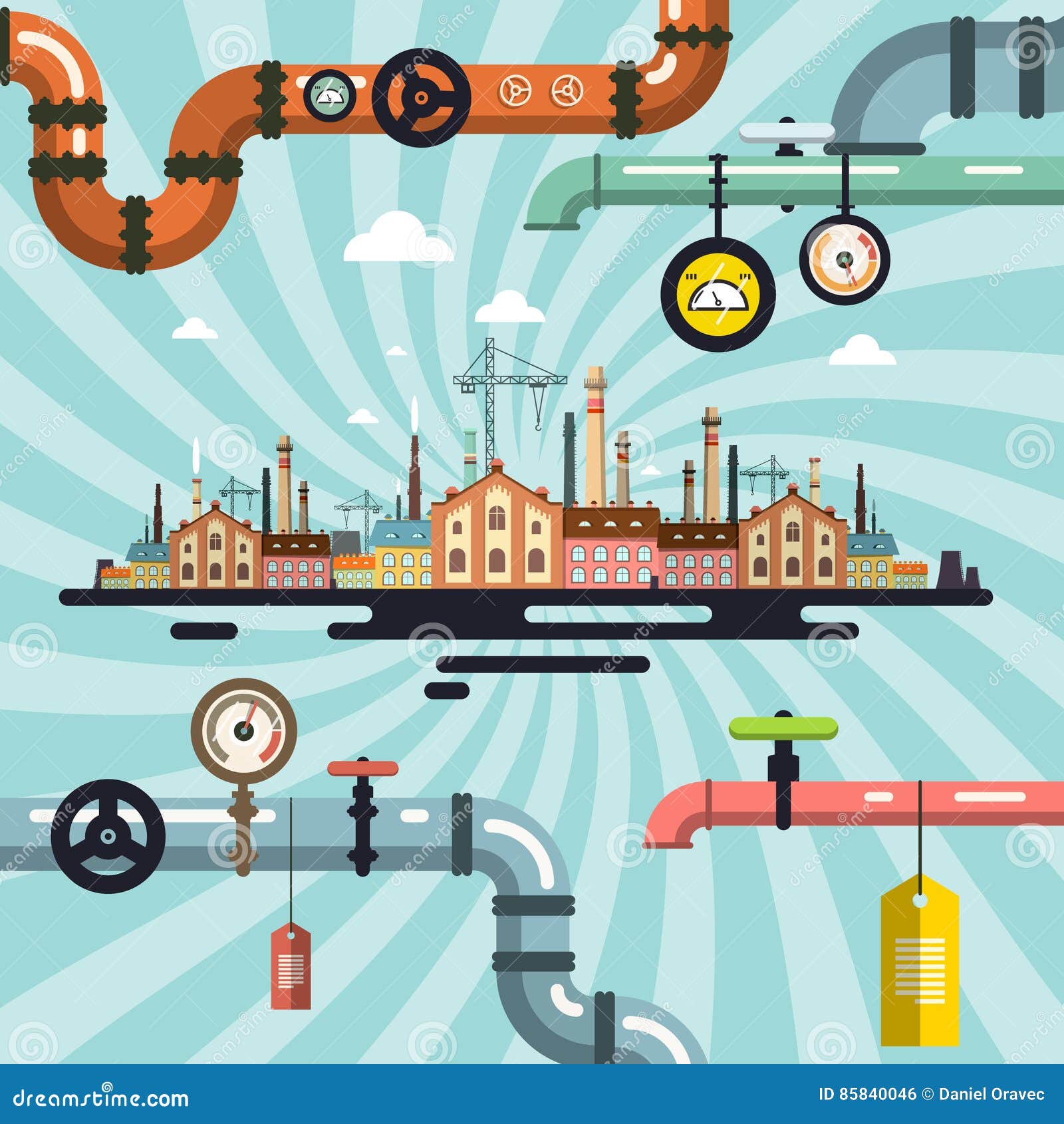 Abstract Vector Retro Old Factory Stock Illustration - Illustration of ...