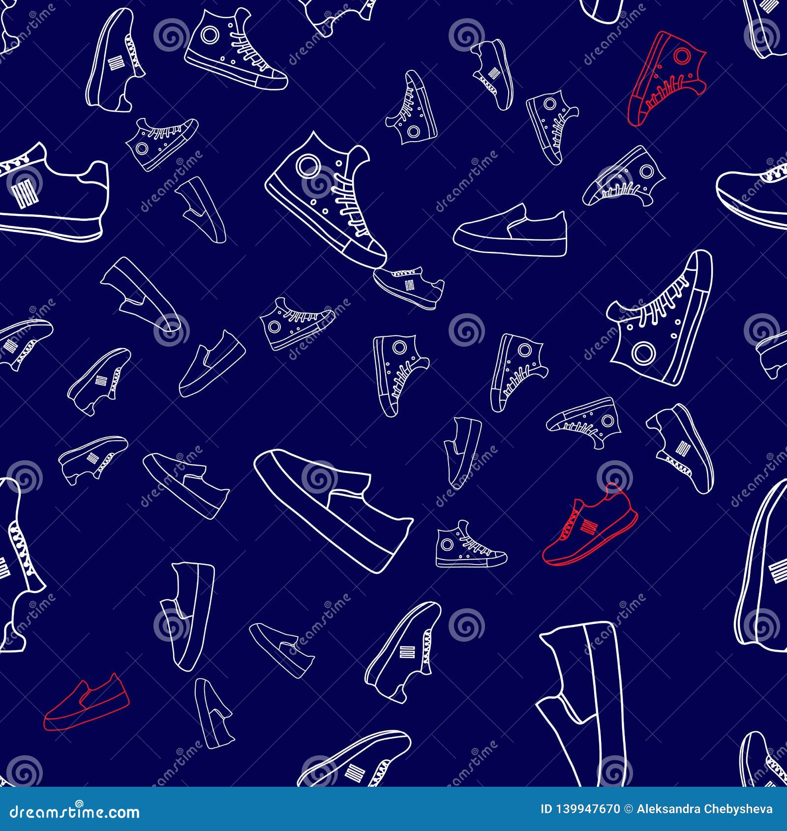Abstract Vector Running Sneakers Shoes Seamless Pattern Stock ...