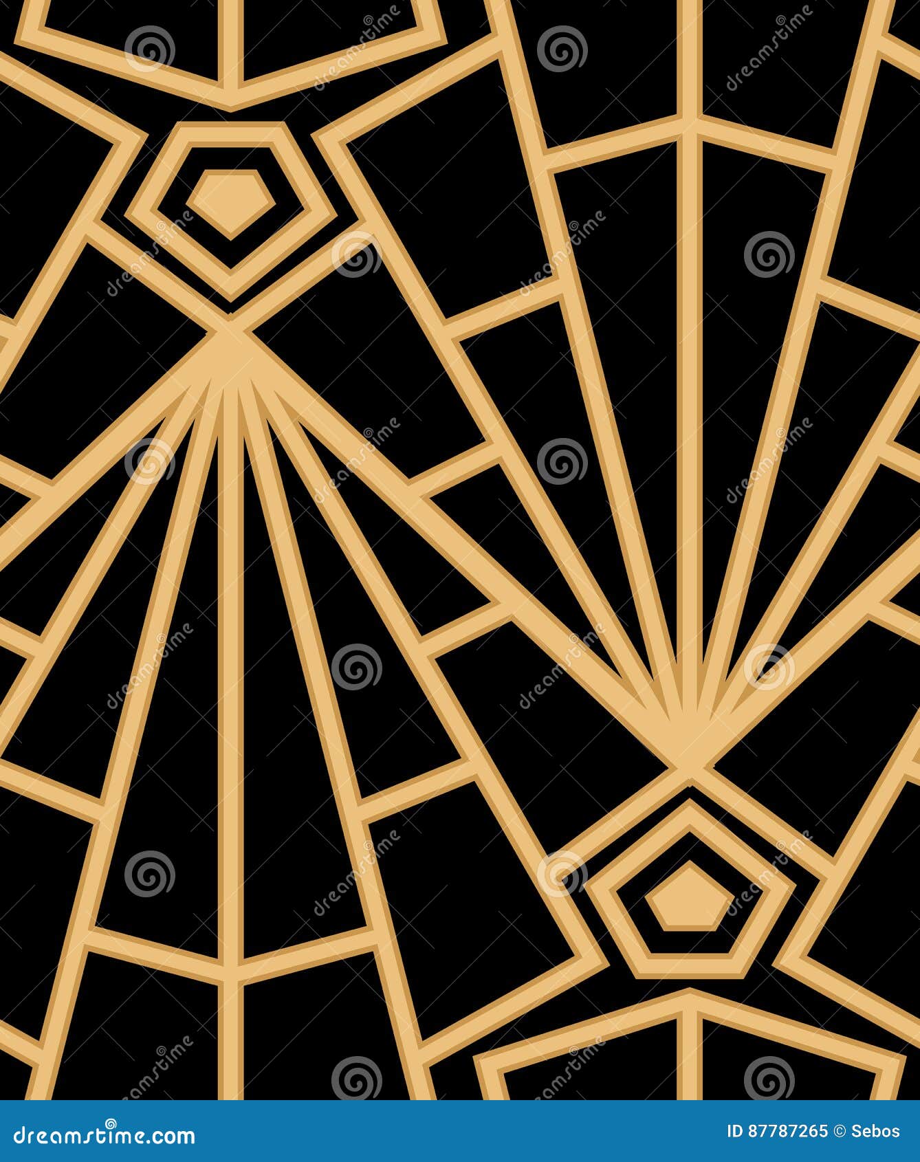 Abstract Vector Seamless Art Deco Pattern with Stylized Shell. Stock ...