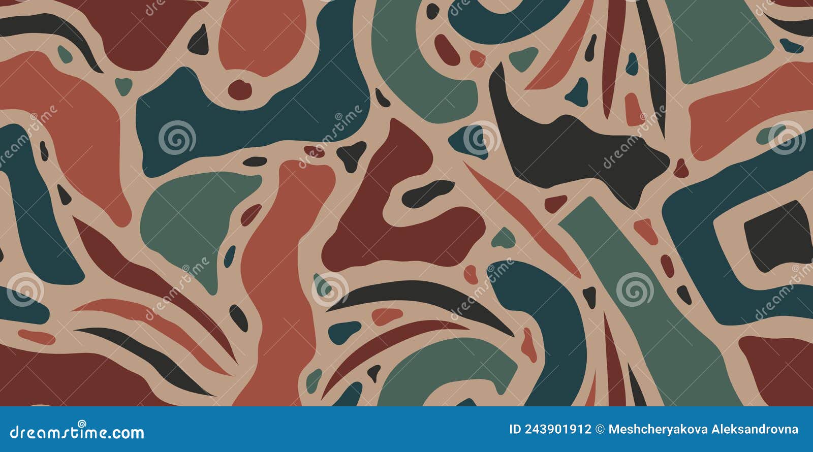 ABSTRACT VECTOR SEAMLESS BEIGE BANNER with MULTICOLORED SHAPELESS SPOTS ...