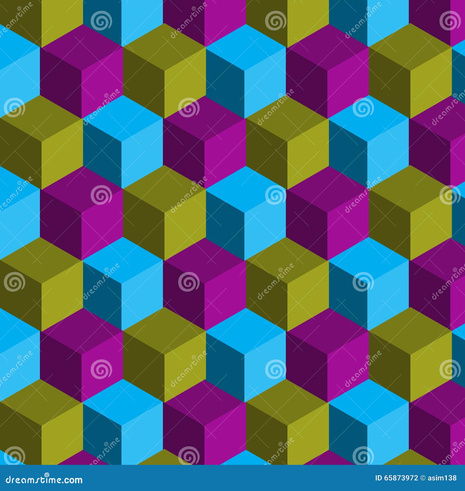 Abstract Vector Seamless Colorful Dimensional Geometric Pattern with ...