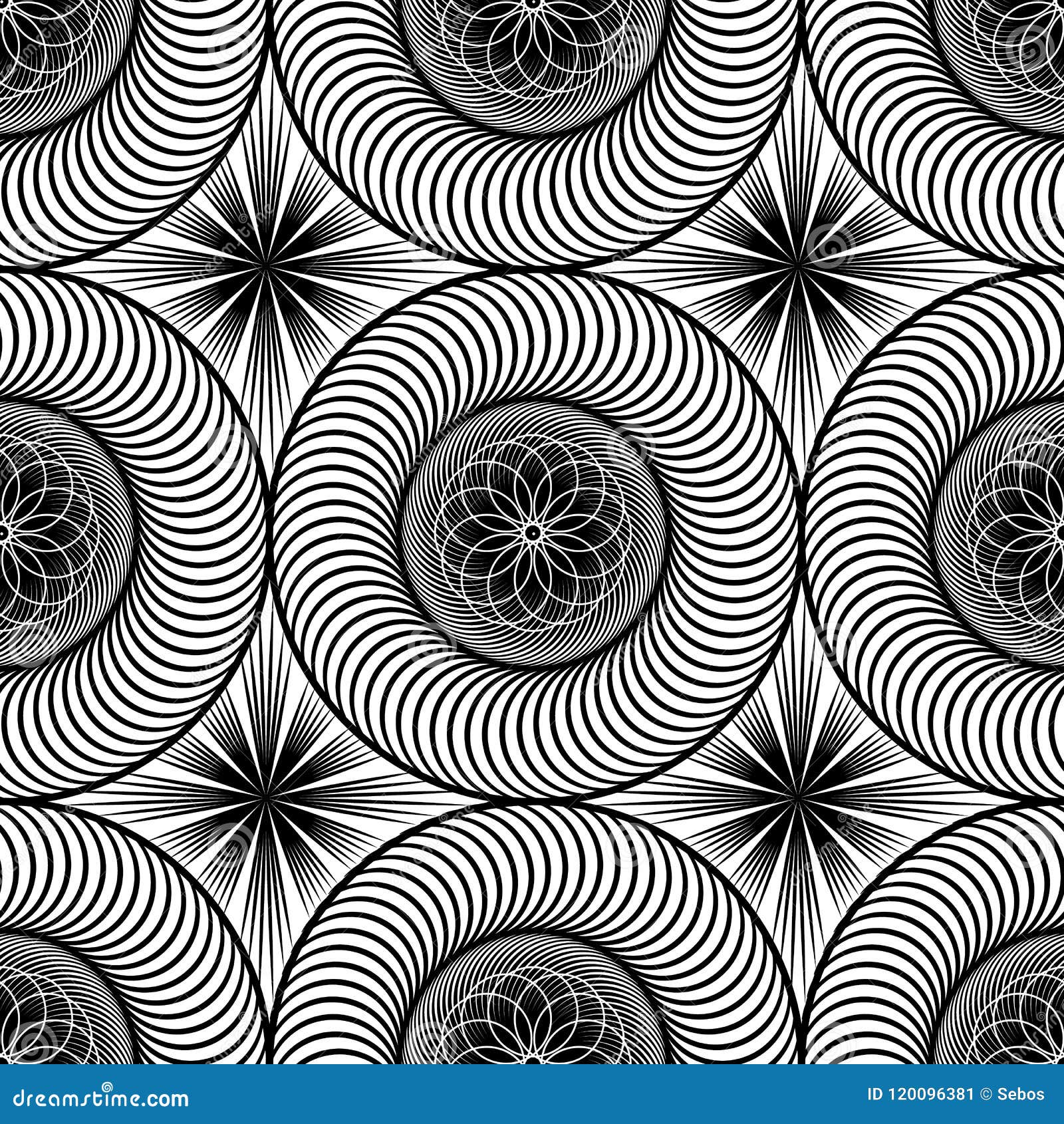 Abstract Vector Seamless Moire Pattern with Lines. Graphic Black and ...