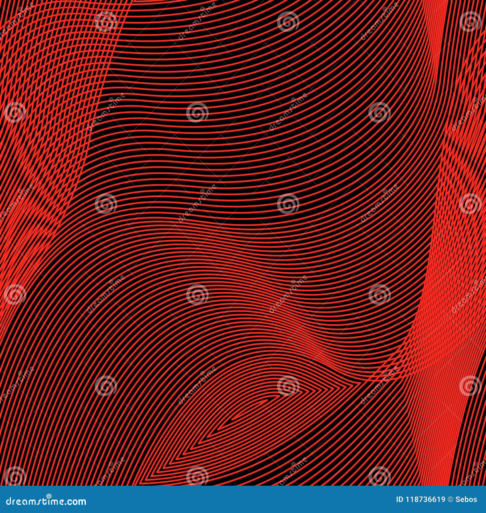 Abstract Vector Seamless Moire Pattern with Lines. Graphic Red a Stock ...