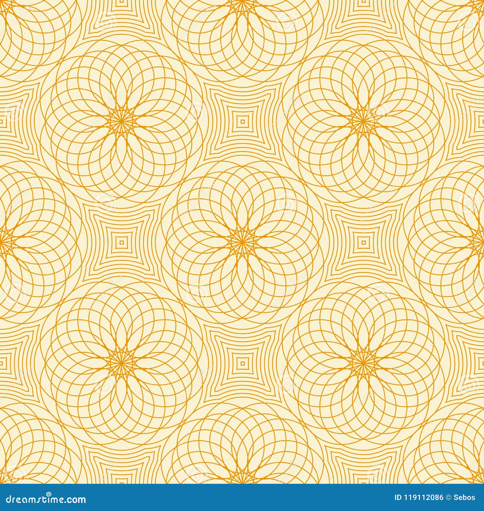 Abstract Vector Seamless Moire Pattern with Lines. Spirograph Geometric ...