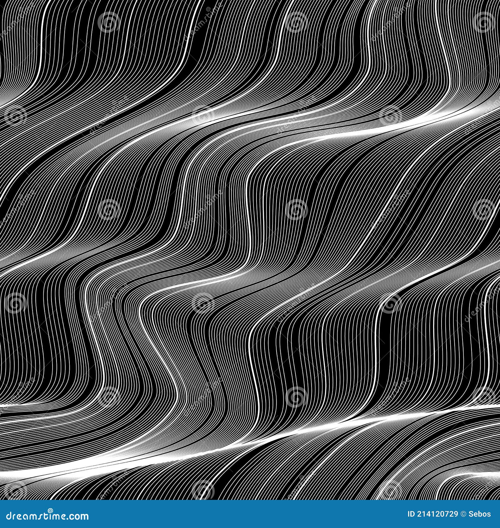 Abstract Vector Seamless Moire Pattern with Waving Curling Lines ...