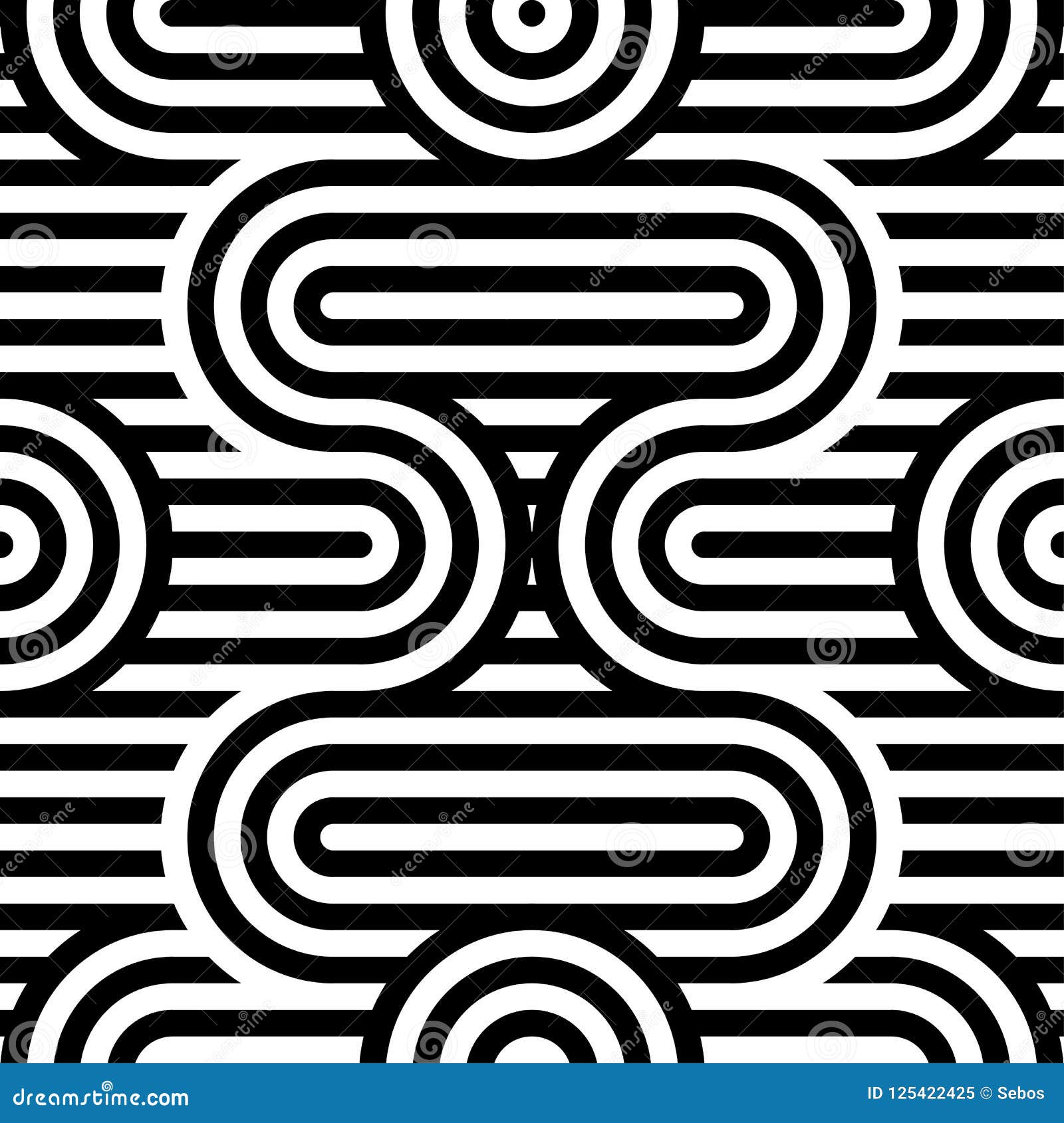 Abstract Vector Seamless Op Art Pattern. Black and White Pop Art ...