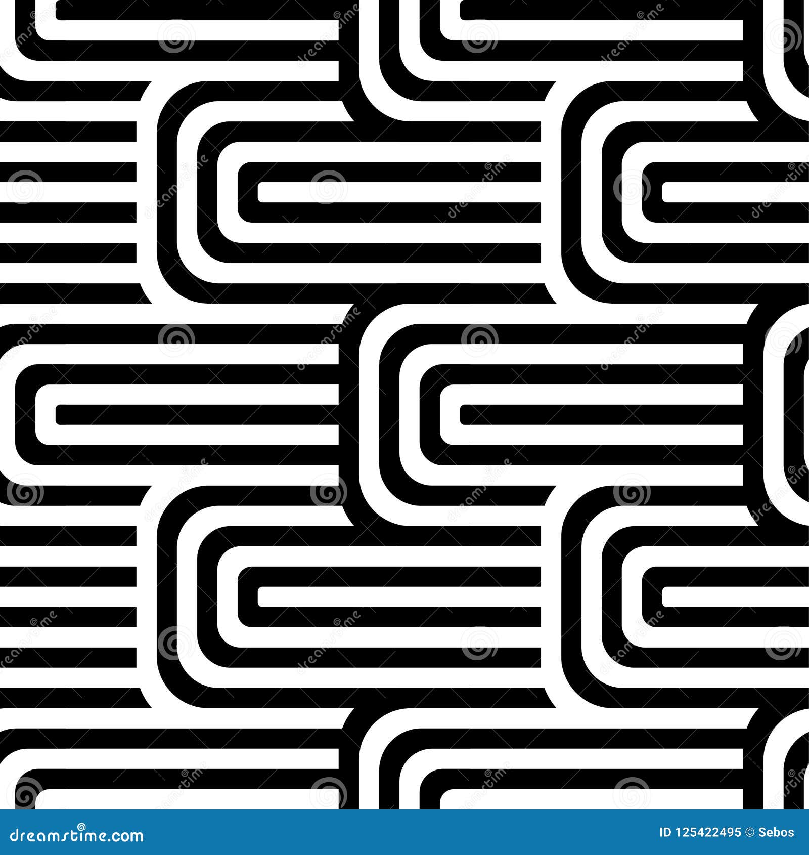 Abstract Vector Seamless Op Art Pattern. Black and White Pop Art ...