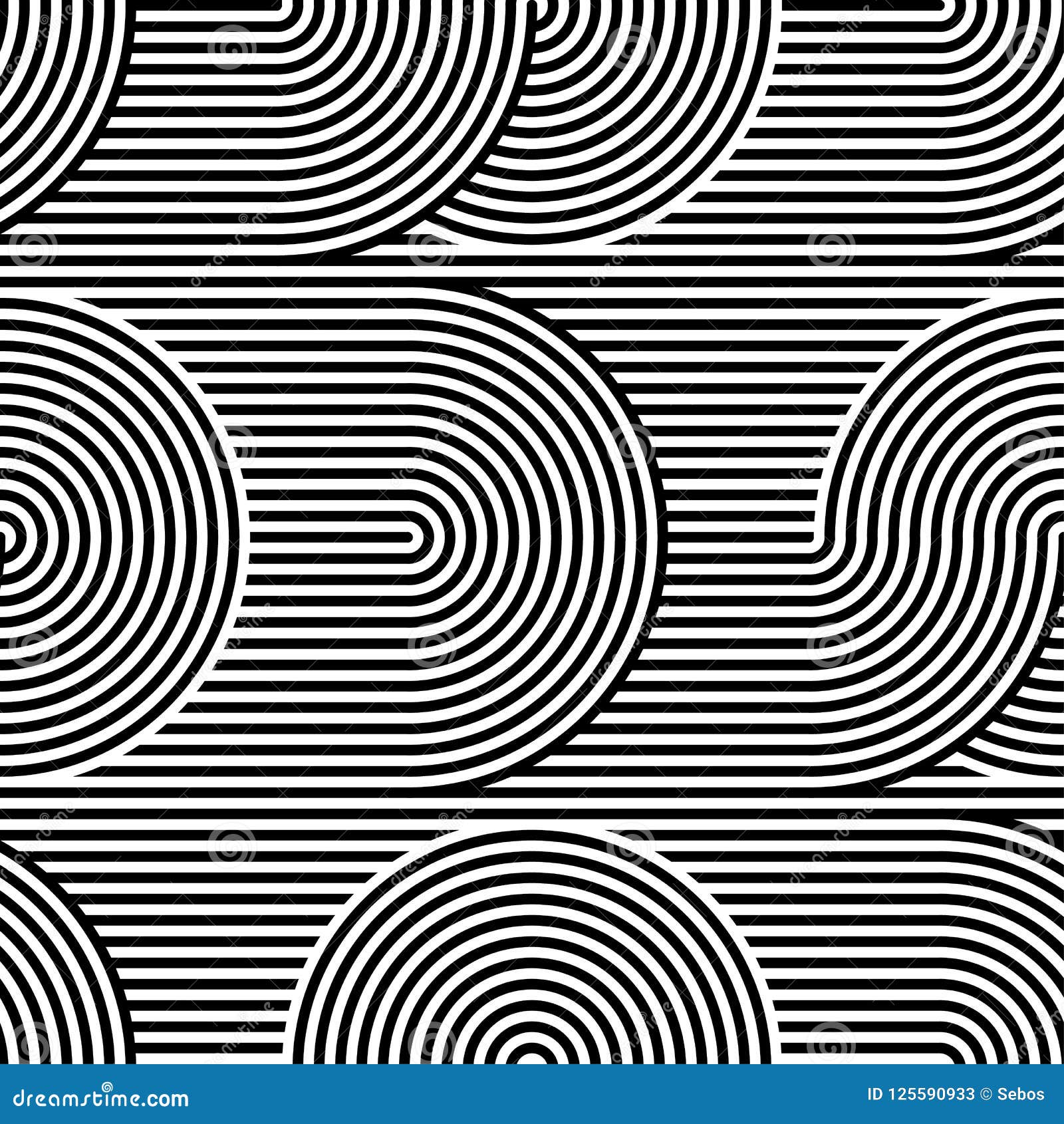 Abstract Vector Seamless Op Art Pattern. Black and White Pop Art ...