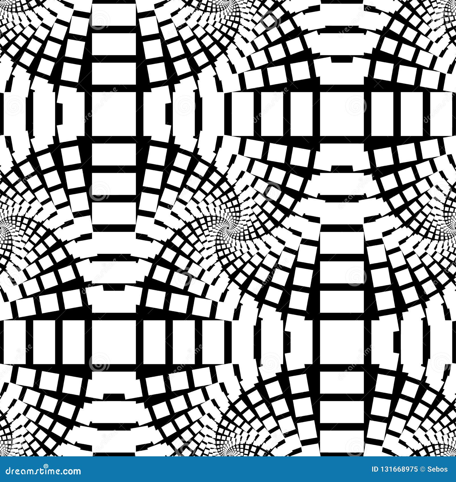 Abstract Vector Seamless Op Art Pattern. Black and White Pop Art ...