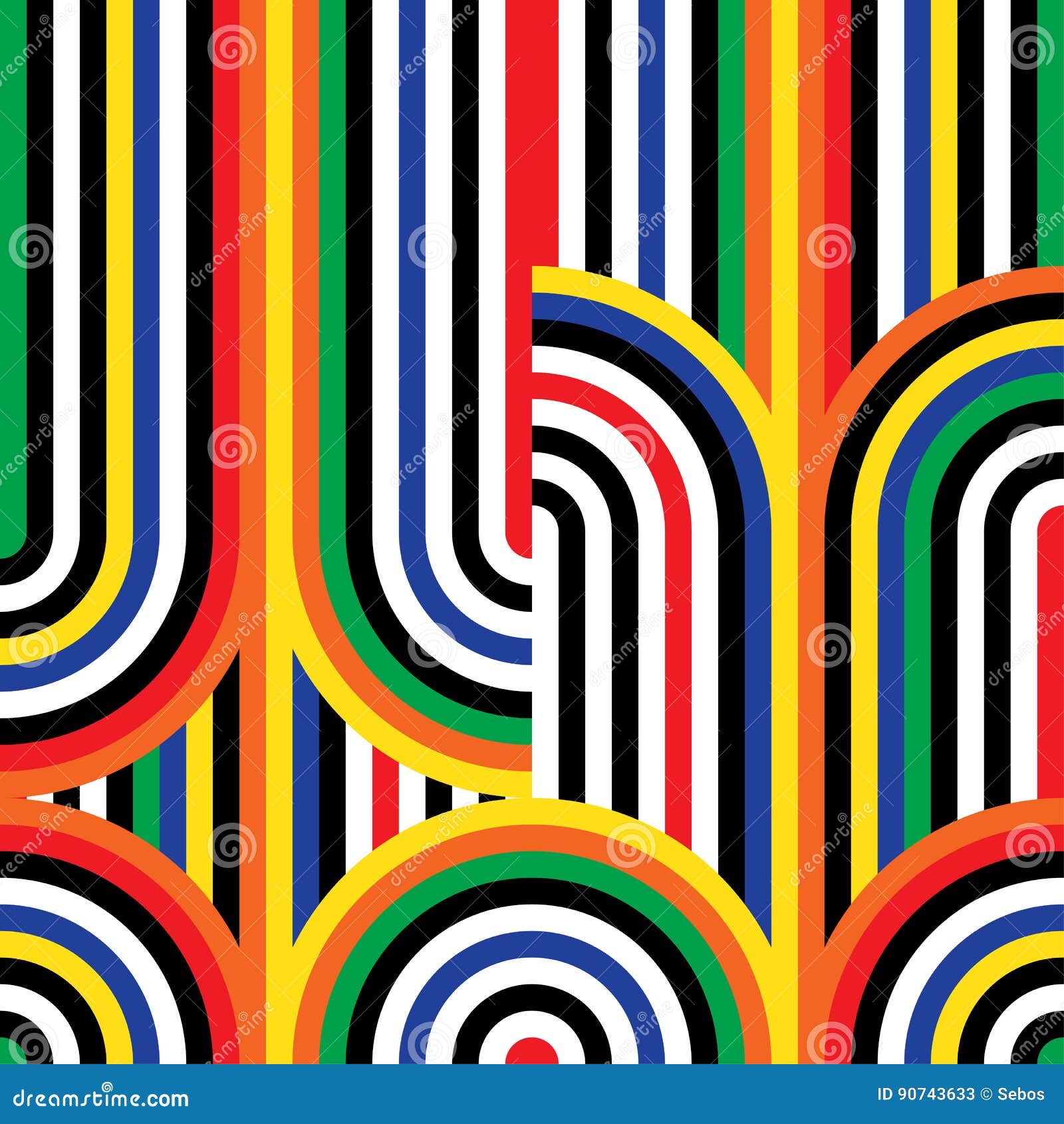 Abstract Vector Seamless Op Art Pattern. Colorful Disco Ornament Stock ...