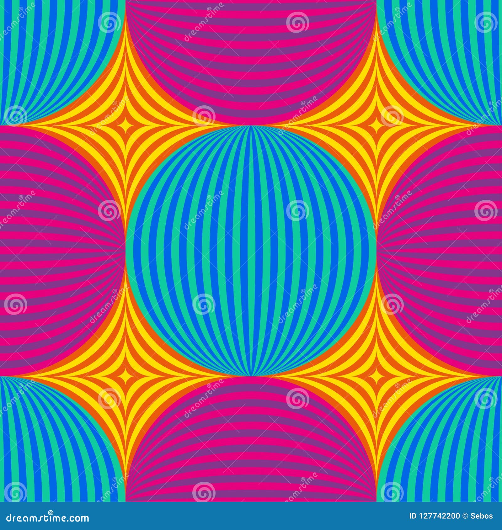 Abstract Vector Seamless Op Art Pattern. Colorful Pop Art, Graphic ...
