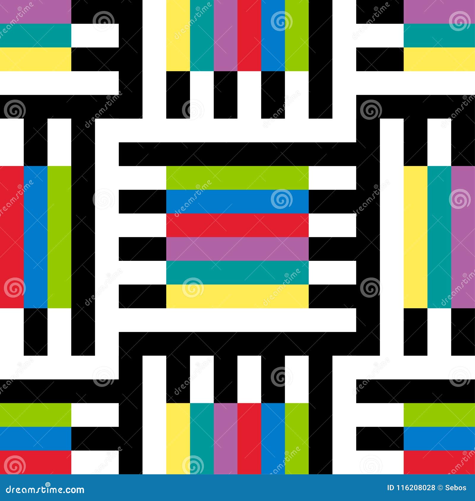 Abstract Vector Seamless Op Art Pattern. Colorful Pop Art, Graphic ...