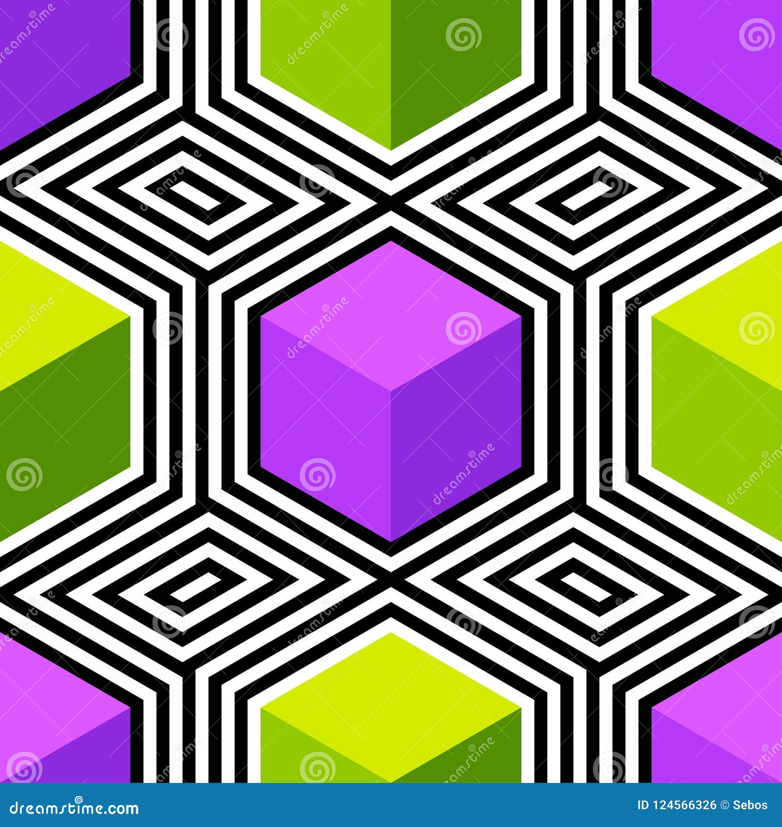 Abstract Vector Seamless Op Art Pattern. Colorful Pop Art, Graphic ...