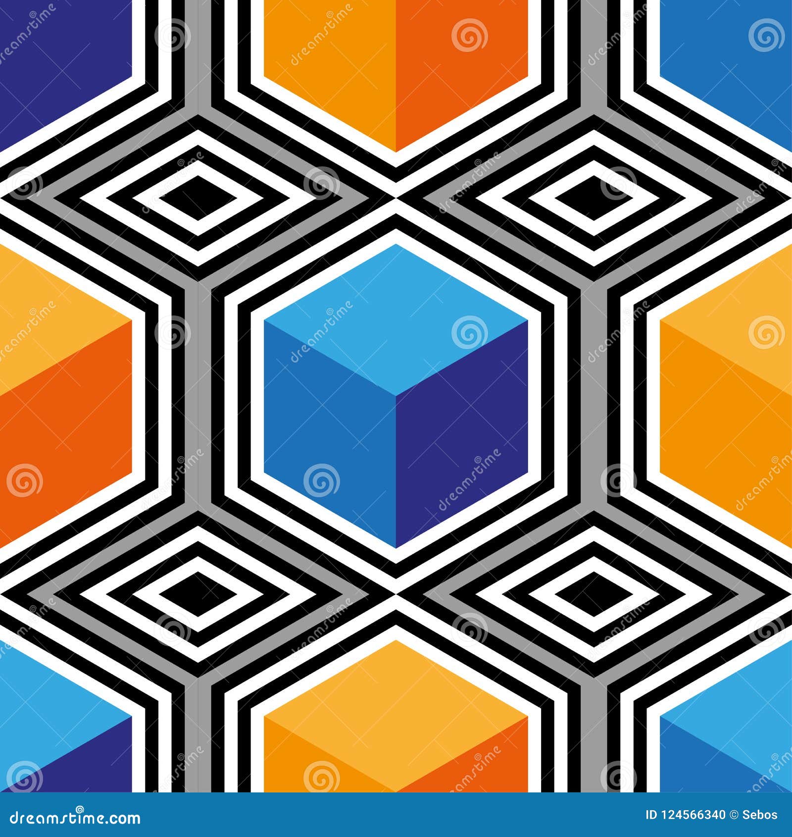 Abstract Vector Seamless Op Art Pattern. Colorful Pop Art, Graphic ...