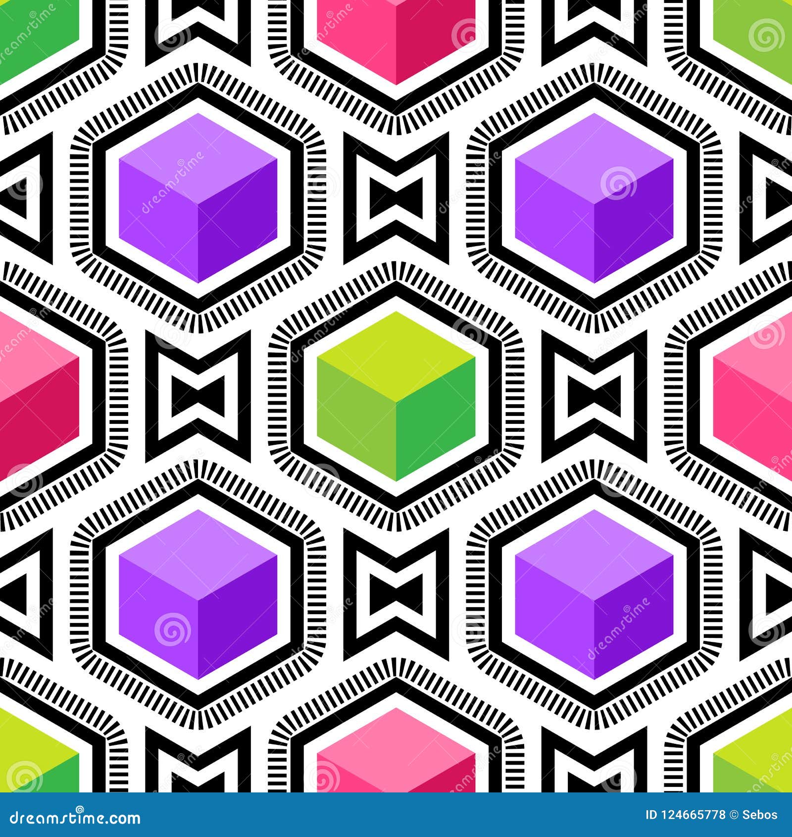 Abstract Vector Seamless Op Art Pattern. Colorful Pop Art, Graphic ...